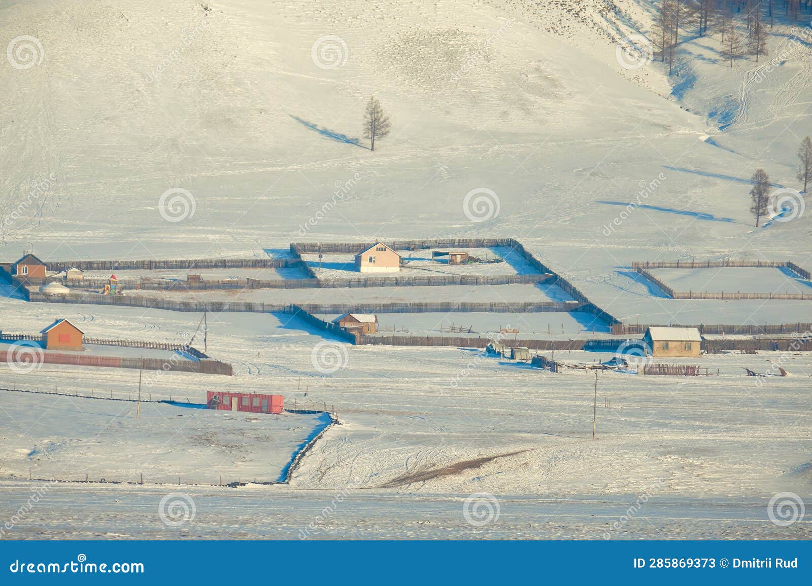 Mongolian Steppe in Winter during the Daytime. Stock Image - Image of ...