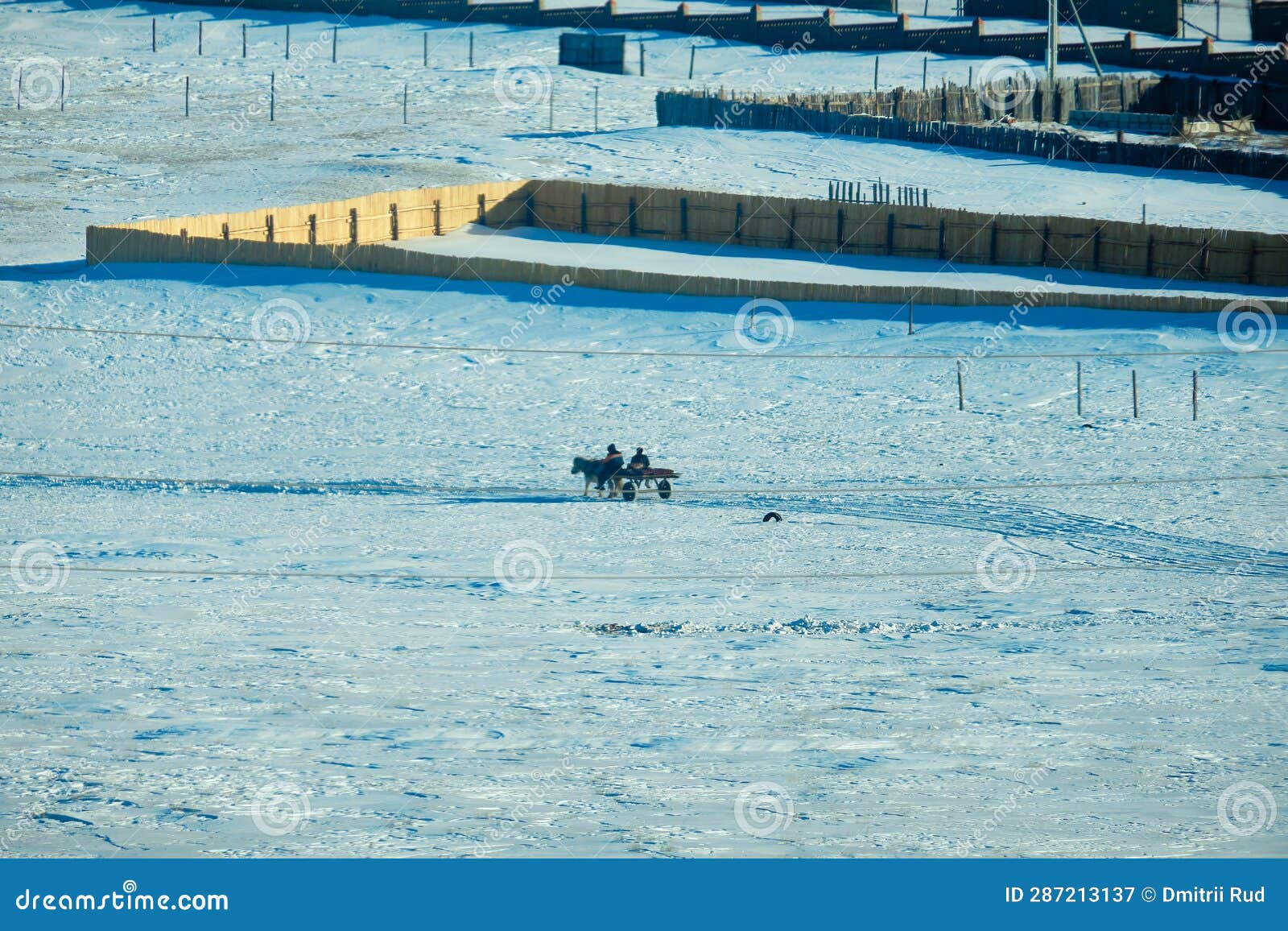 Mongolian Steppe in Winter during the Daytime. Stock Image - Image of ...