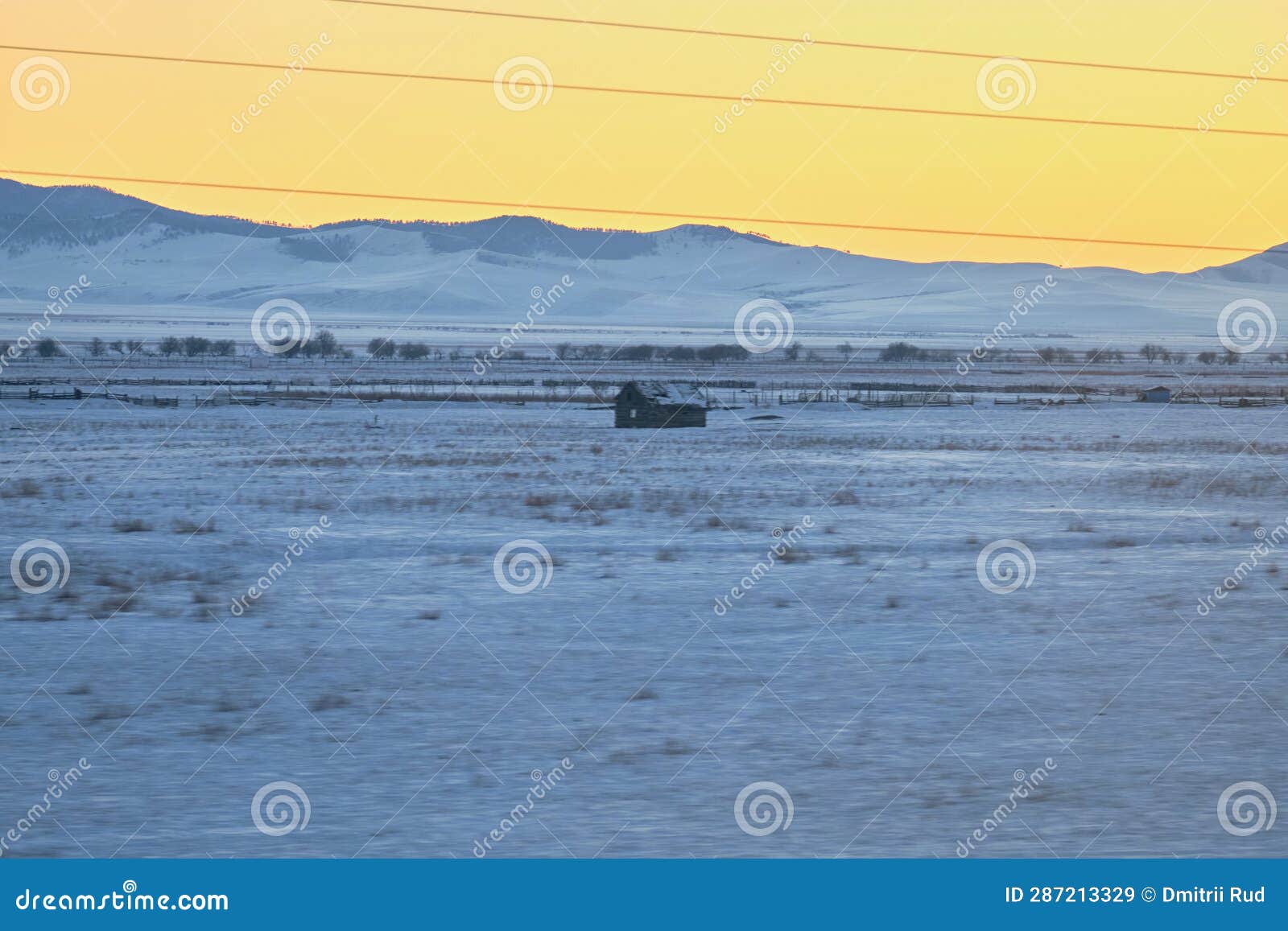 Mongolian Steppe in Winter during Sunset. Stock Image - Image of cold ...