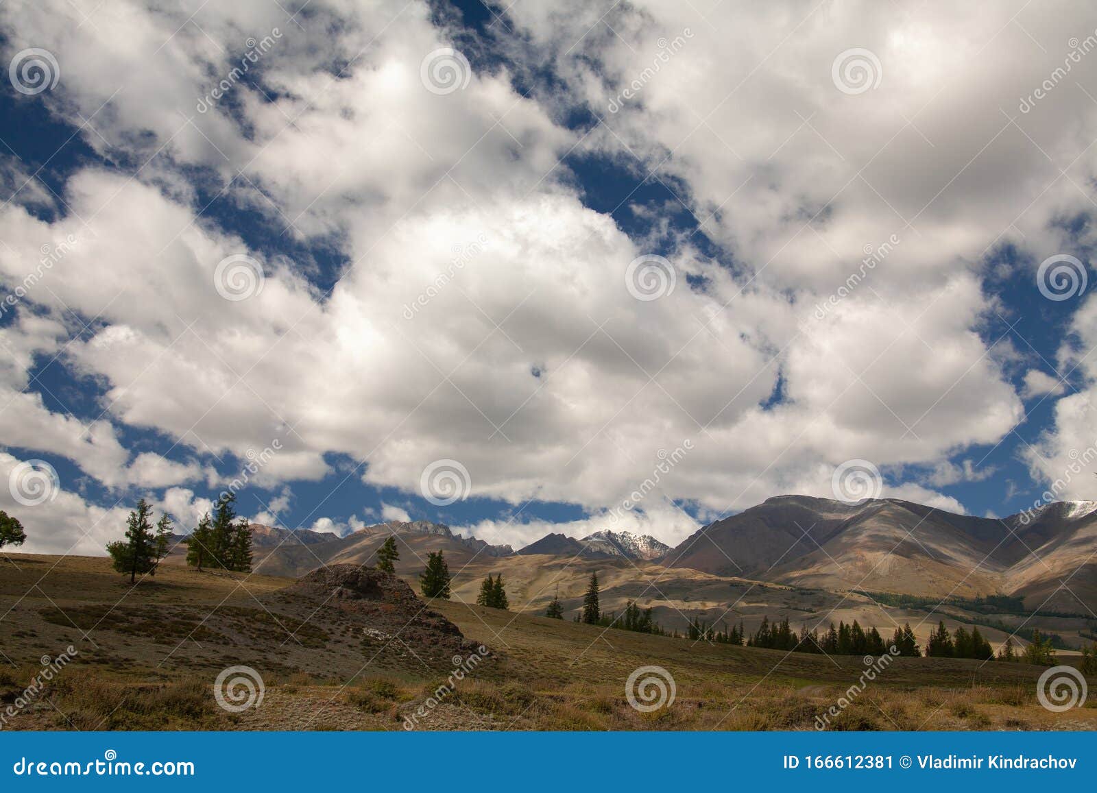 Mongolian Valley Steppe Trees and Mountains Stock Image - Image of ...