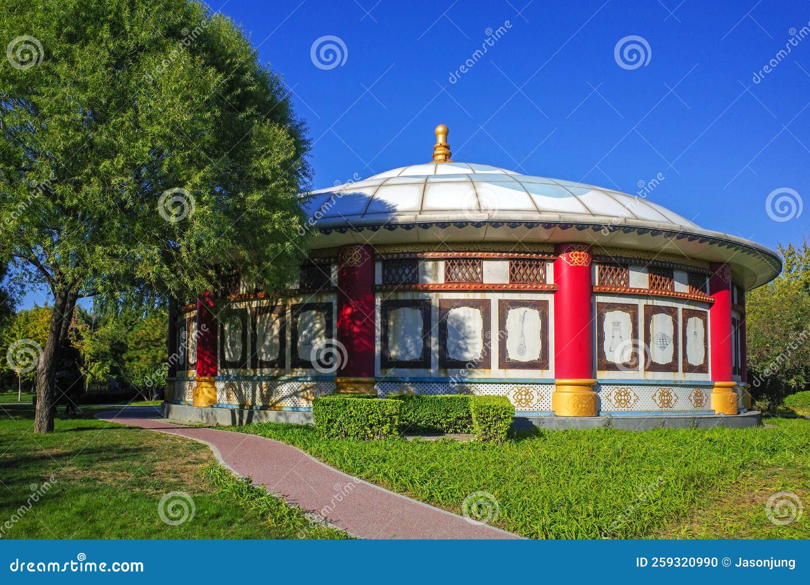 Mongolian Yurt with Meadow and Tree Editorial Image - Image of circle ...