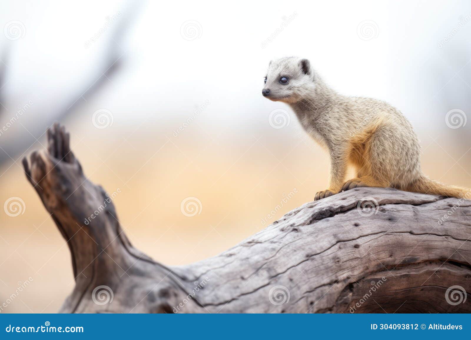 Mongoose Perched on a Fallen Desert Tree Branch Stock Photo - Image of ...
