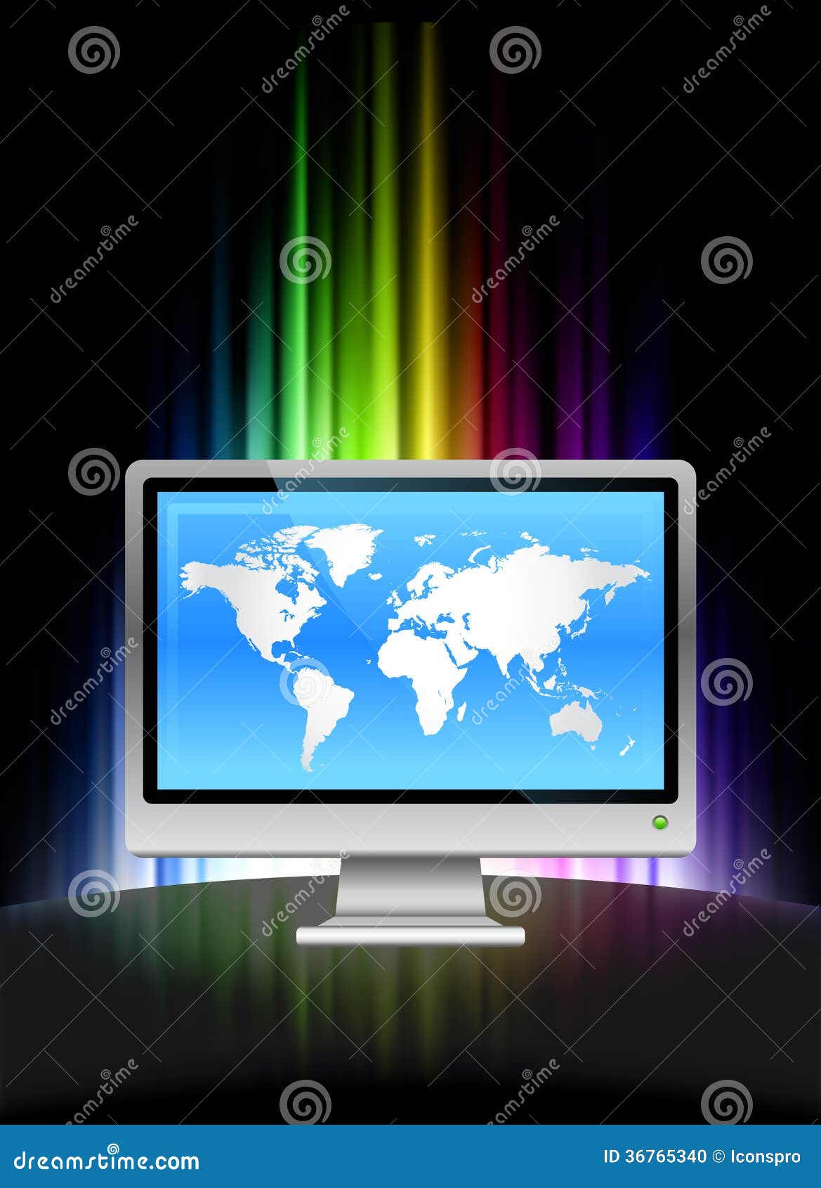 Monitor on Abstract Spectrum Background Stock Illustration ...