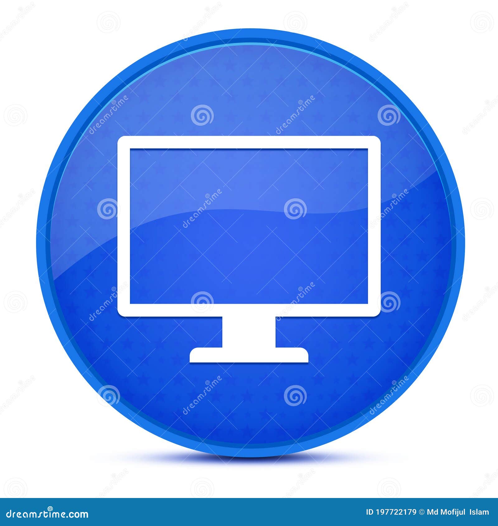 Monitor Aesthetic Glossy Blue Round Button Abstract Stock Illustration ...