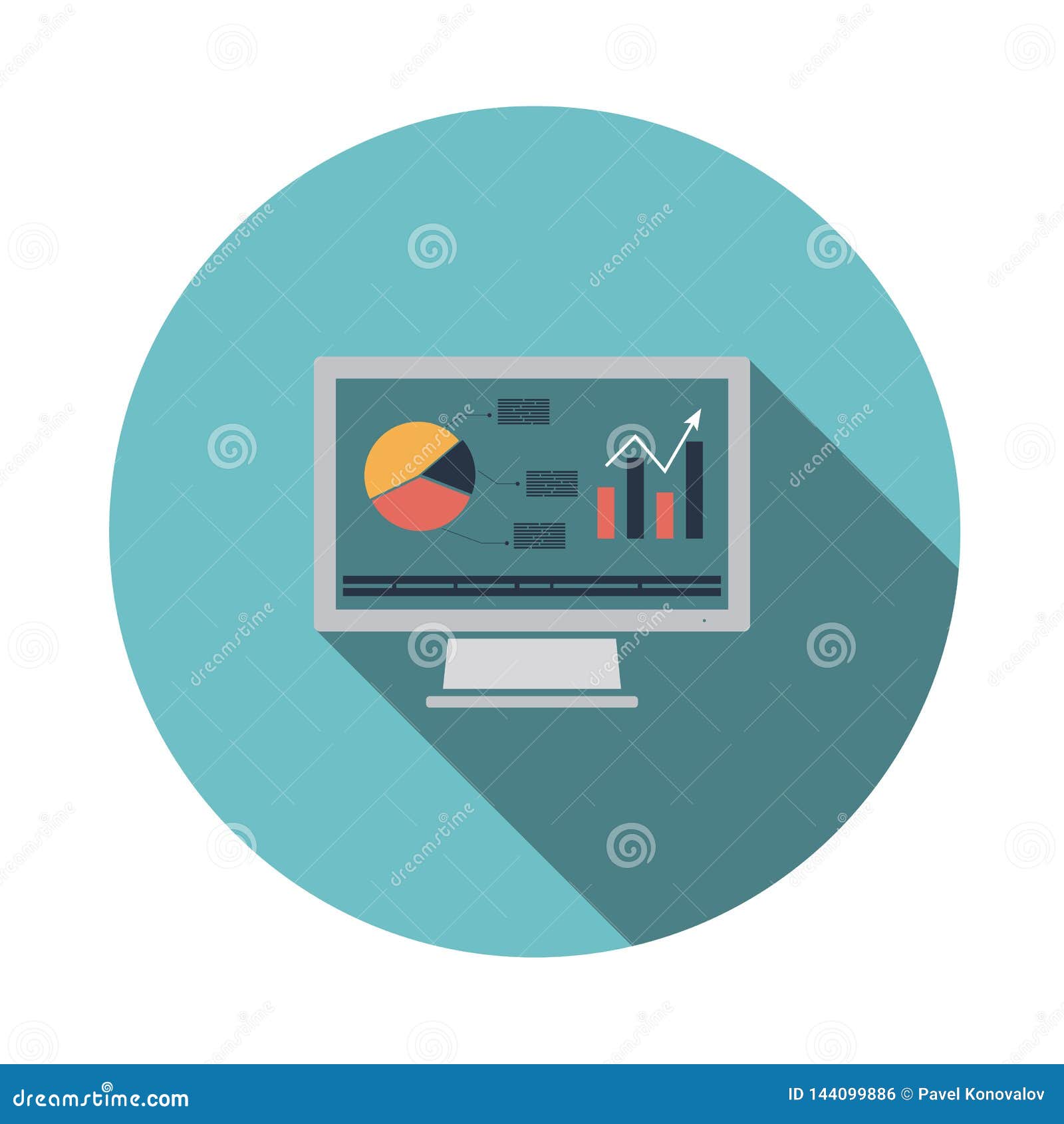 Monitor with Analytics Diagram Icon Stock Vector - Illustration of ...