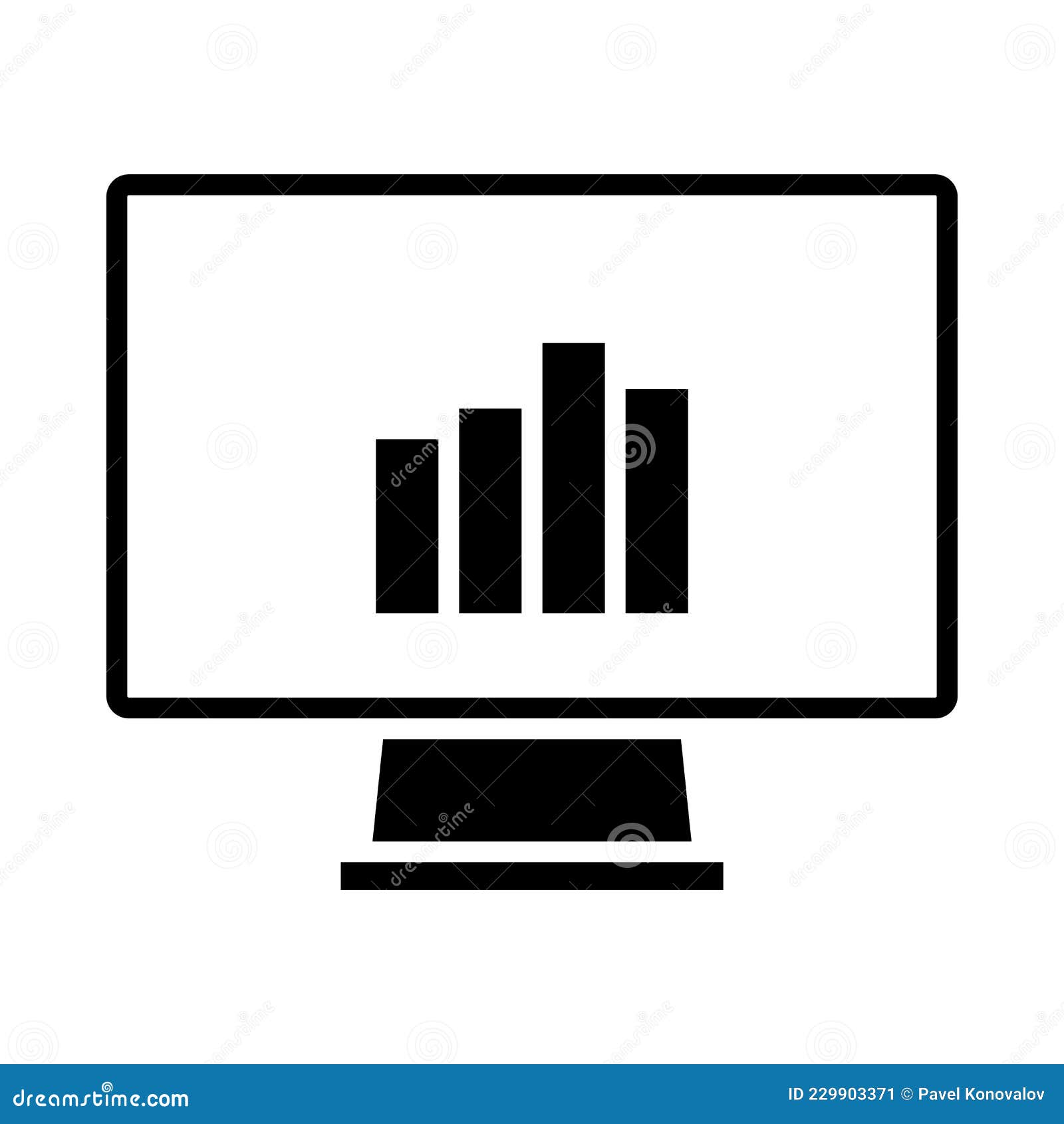 Monitor with Analytics Diagram Icon Stock Vector - Illustration of ...