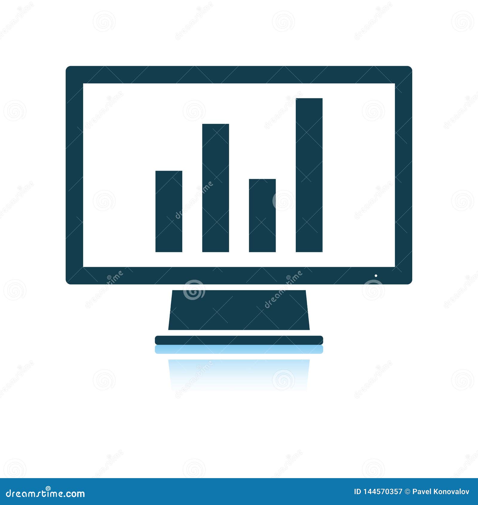 Monitor with Analytics Diagram Icon Stock Vector - Illustration of ...