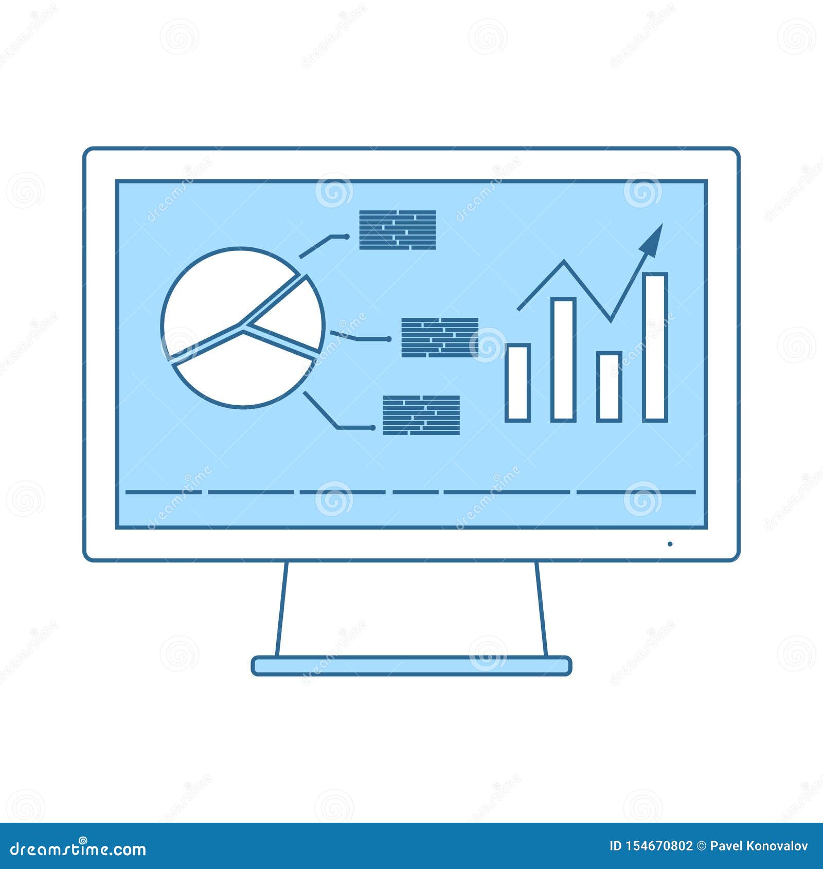 Monitor with Analytics Diagram Icon Stock Vector - Illustration of grow ...
