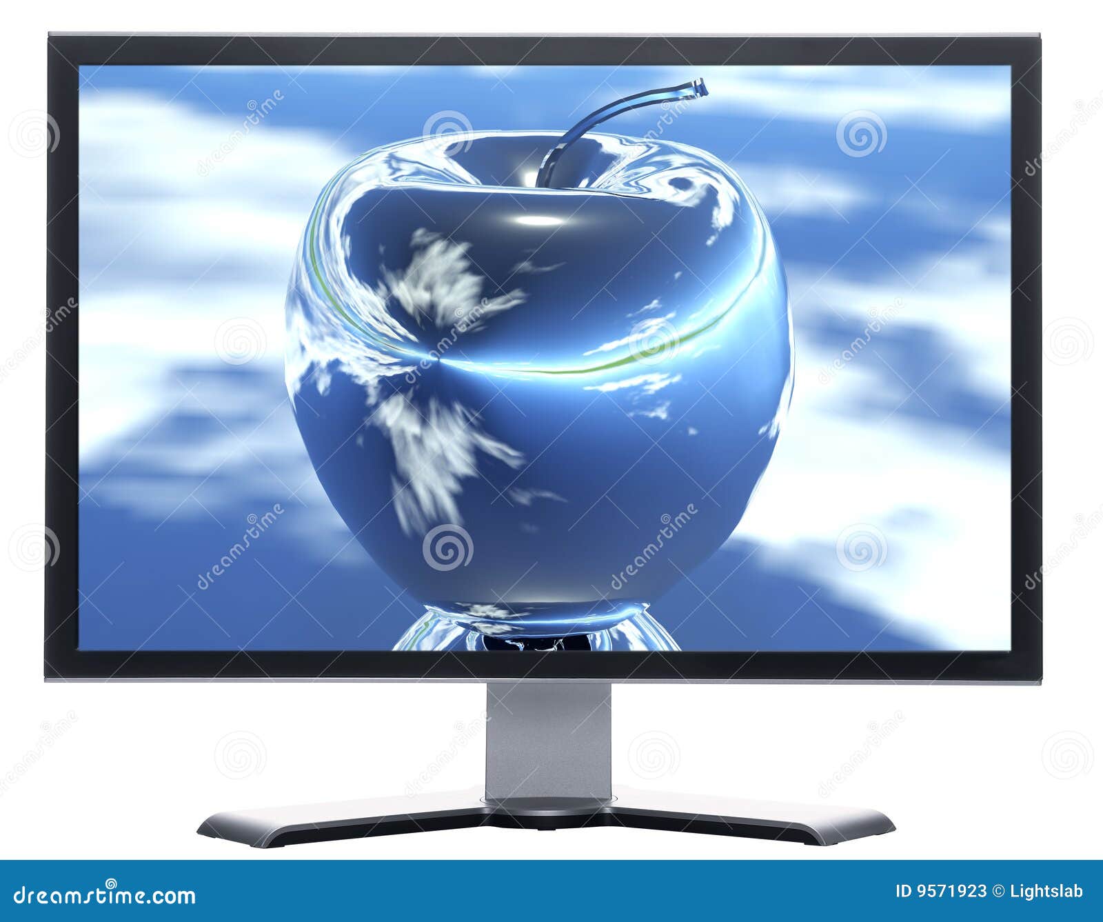 Monitor with Apple on Screen Stock Illustration - Illustration of ...