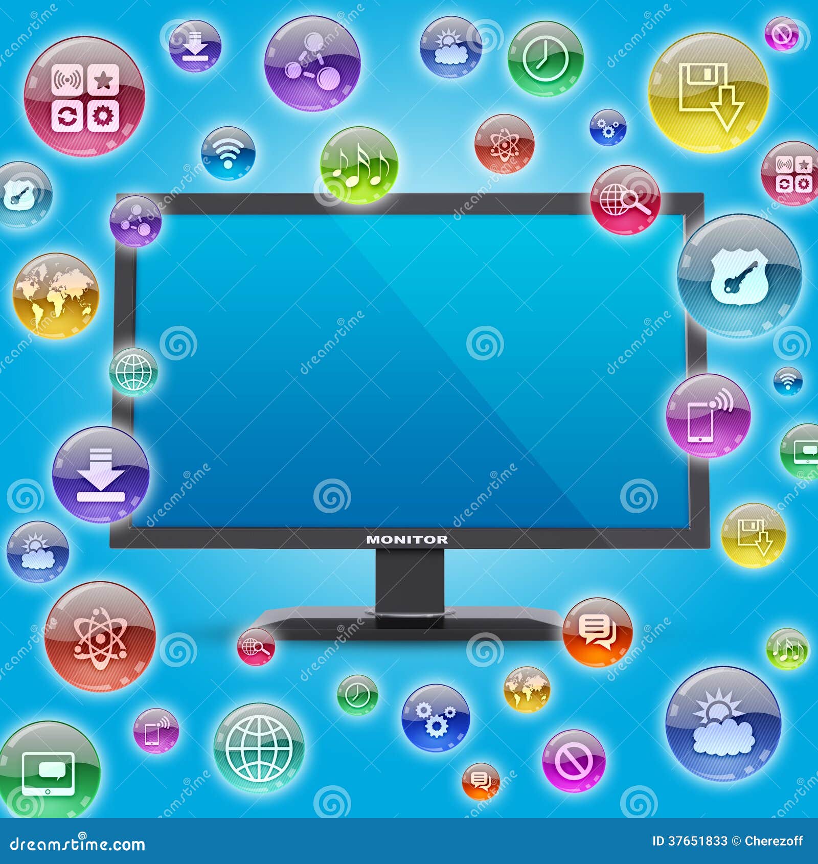 Monitor and Application Icons Stock Illustration - Illustration of ...