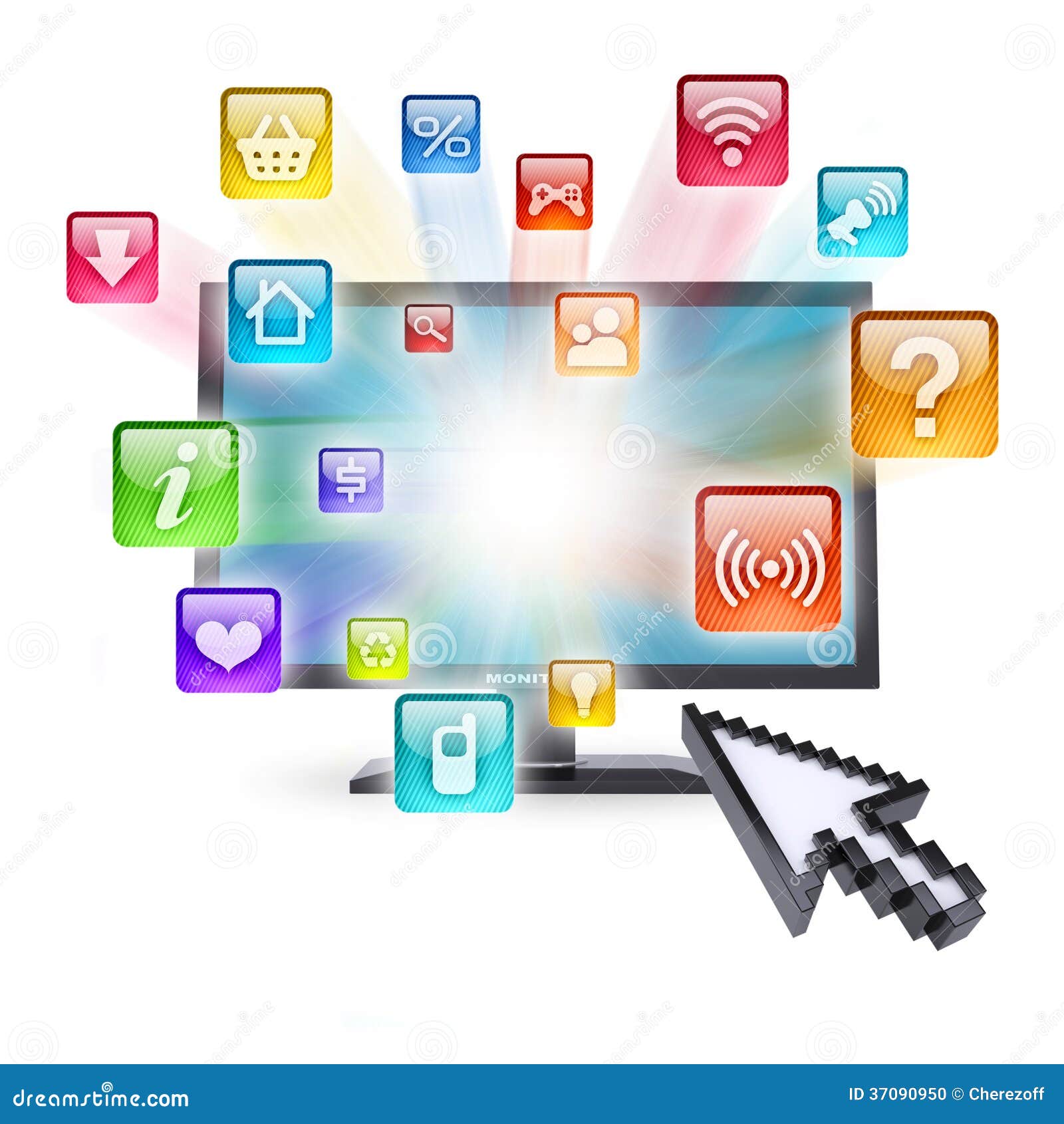 Monitor and Application Icons Stock Illustration - Illustration of ...