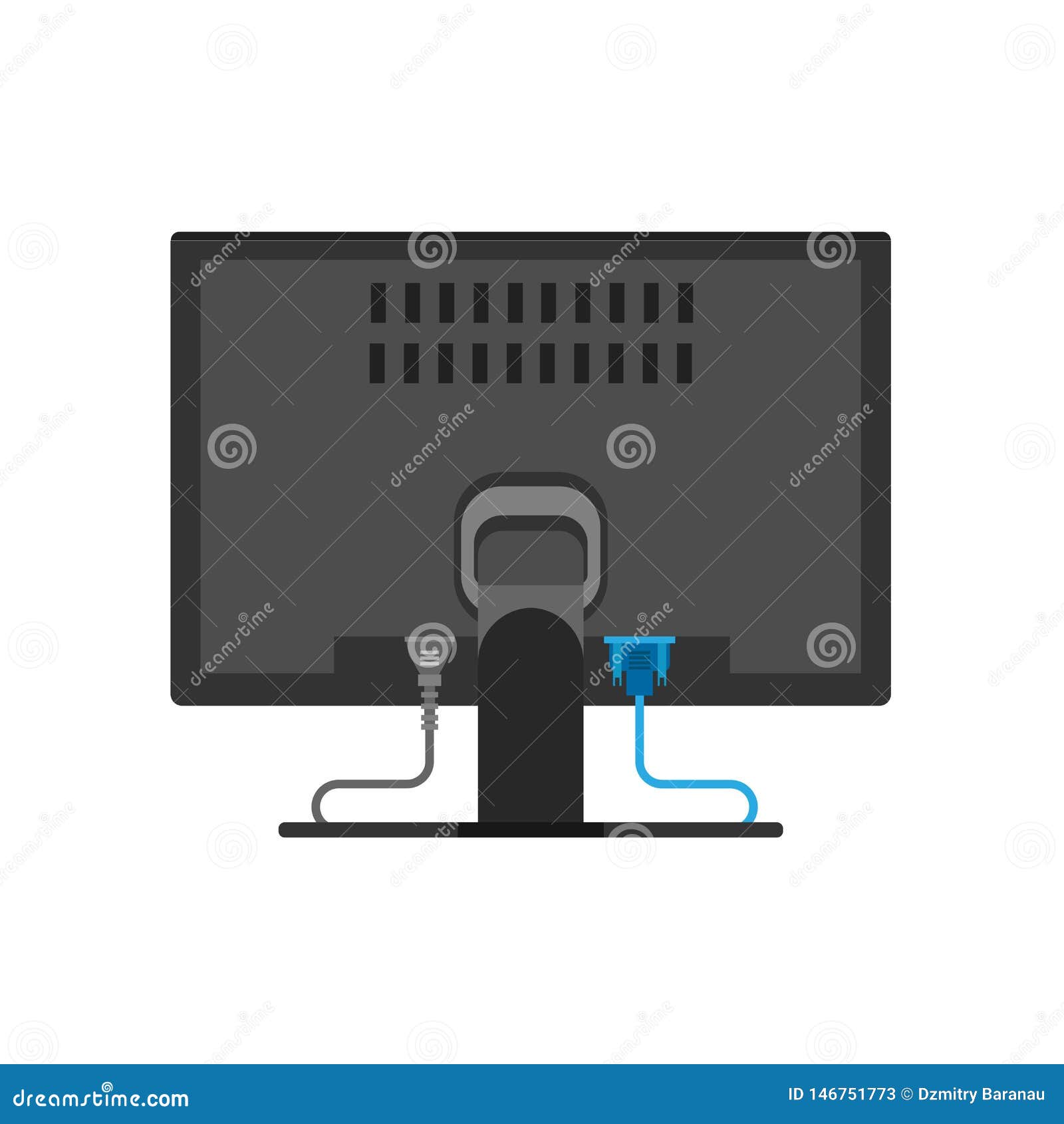 Monitor Back View Screen Computer Equipment Vector Icon. Electronic ...