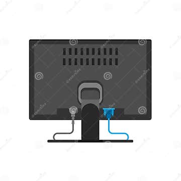 Monitor Back View Screen Computer Equipment Vector Icon. Electronic ...