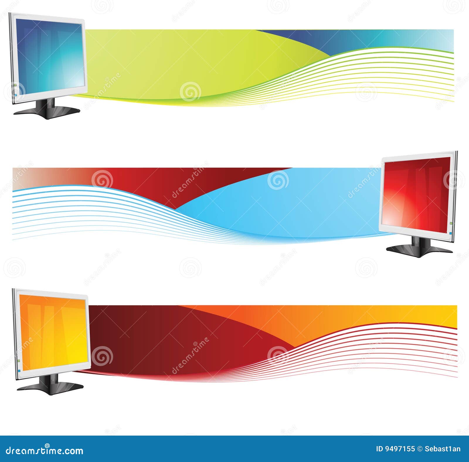 Monitor banners stock vector. Illustration of circle, energy - 9497155