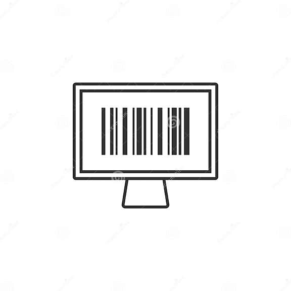 Monitor, Barcode Line Icon. Simple, Modern Flat Vector Illustration for ...