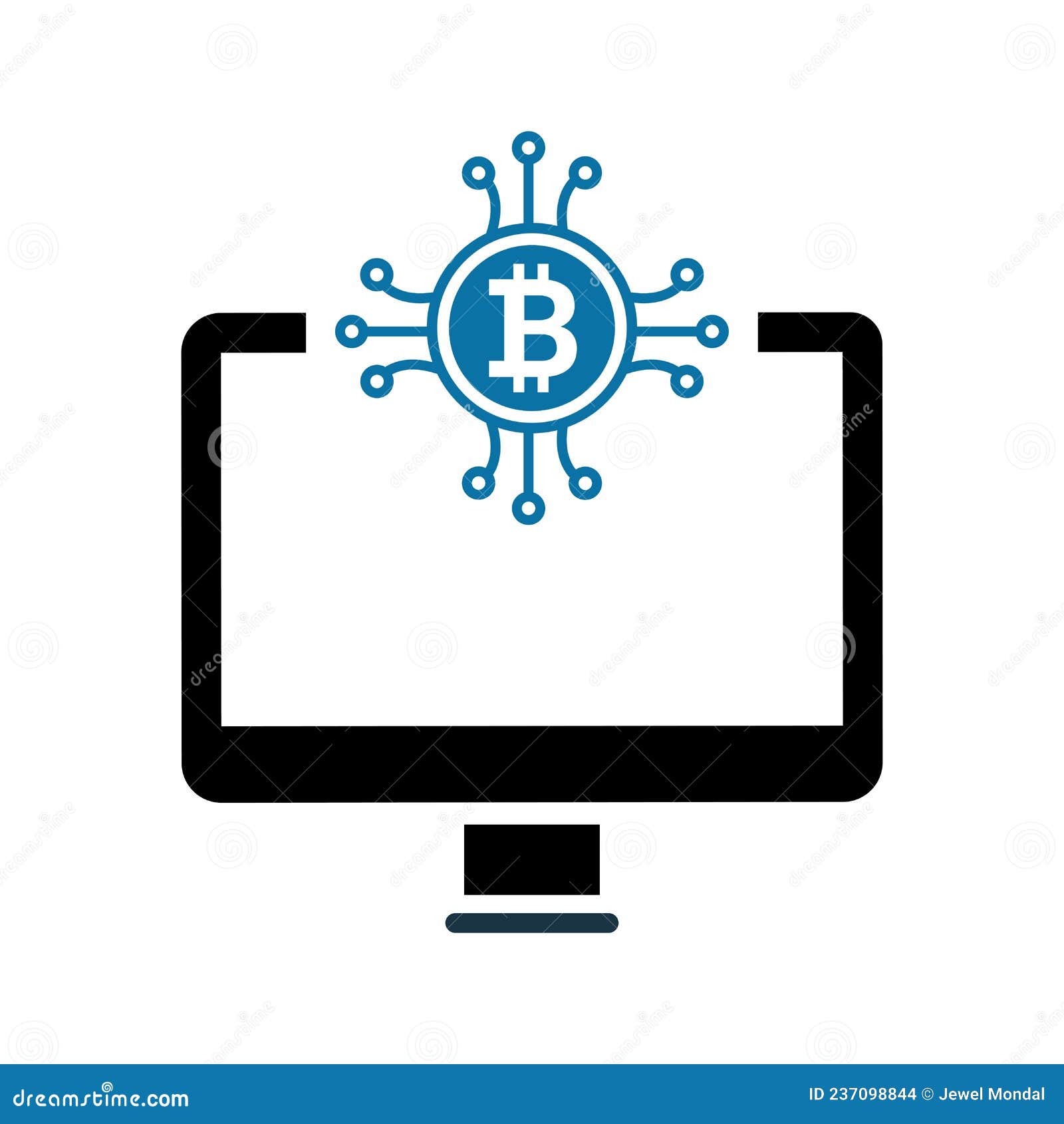 Monitor Bitcoin, Payment, Icon. Simple Vector Sketch. Stock Vector ...