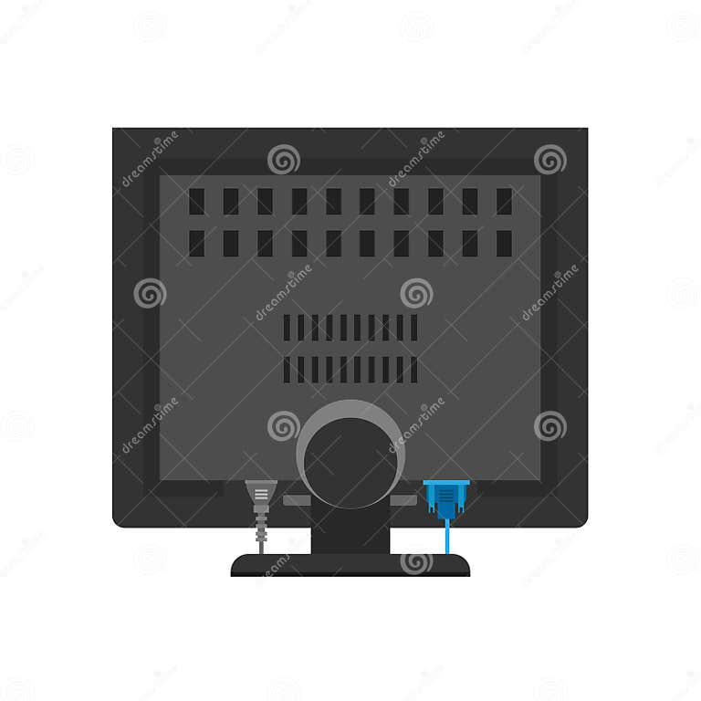 Monitor Black Computer Illustration Screen Vector Back View Display ...