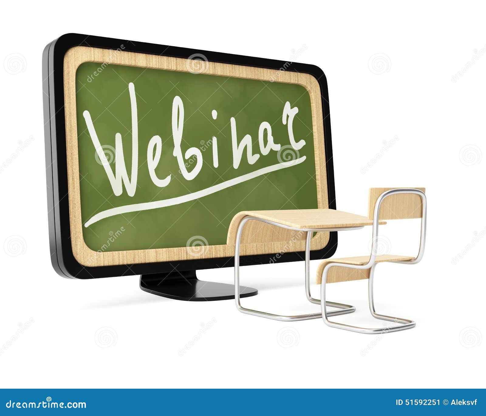 Monitor with Blackboard on Screen and School Desk Stock Illustration ...