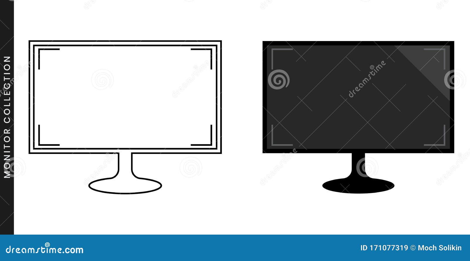 Monitor with a Blank and Isolated Screen with a White Background. Mock ...