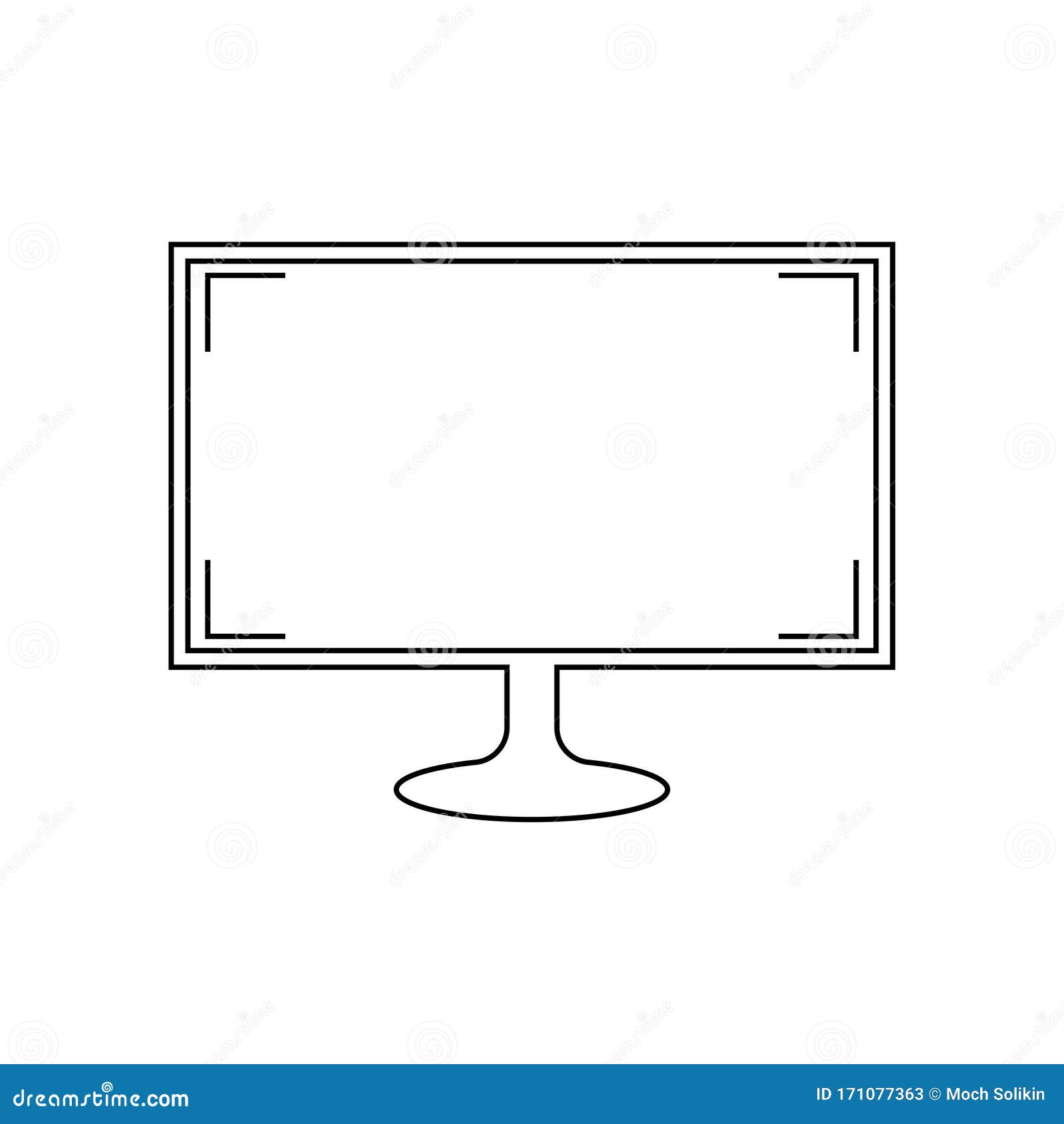 Monitor with a Blank and Isolated Screen with a White Background. Mock ...
