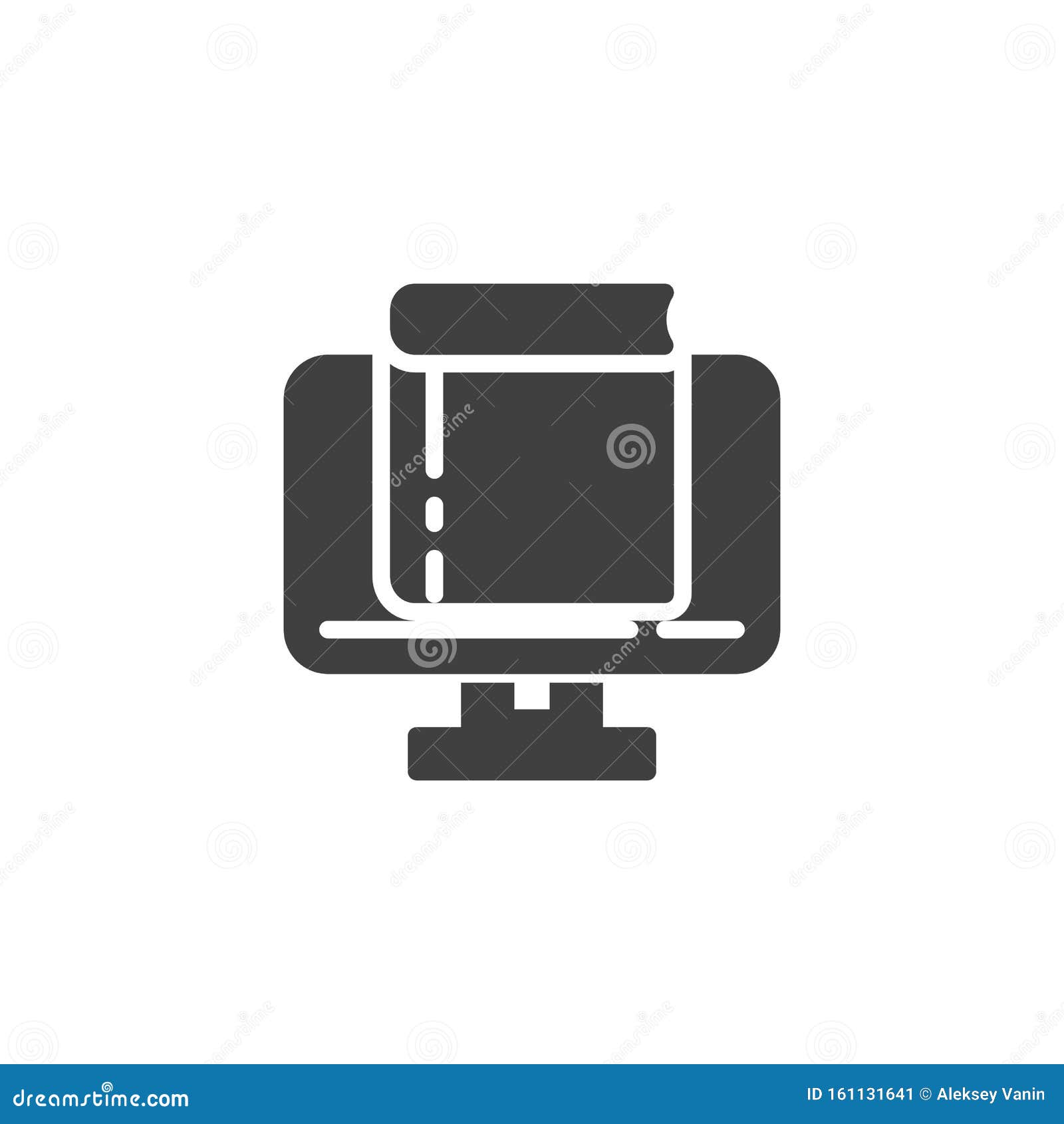 Monitor with Book Vector Icon Stock Vector - Illustration of computer ...