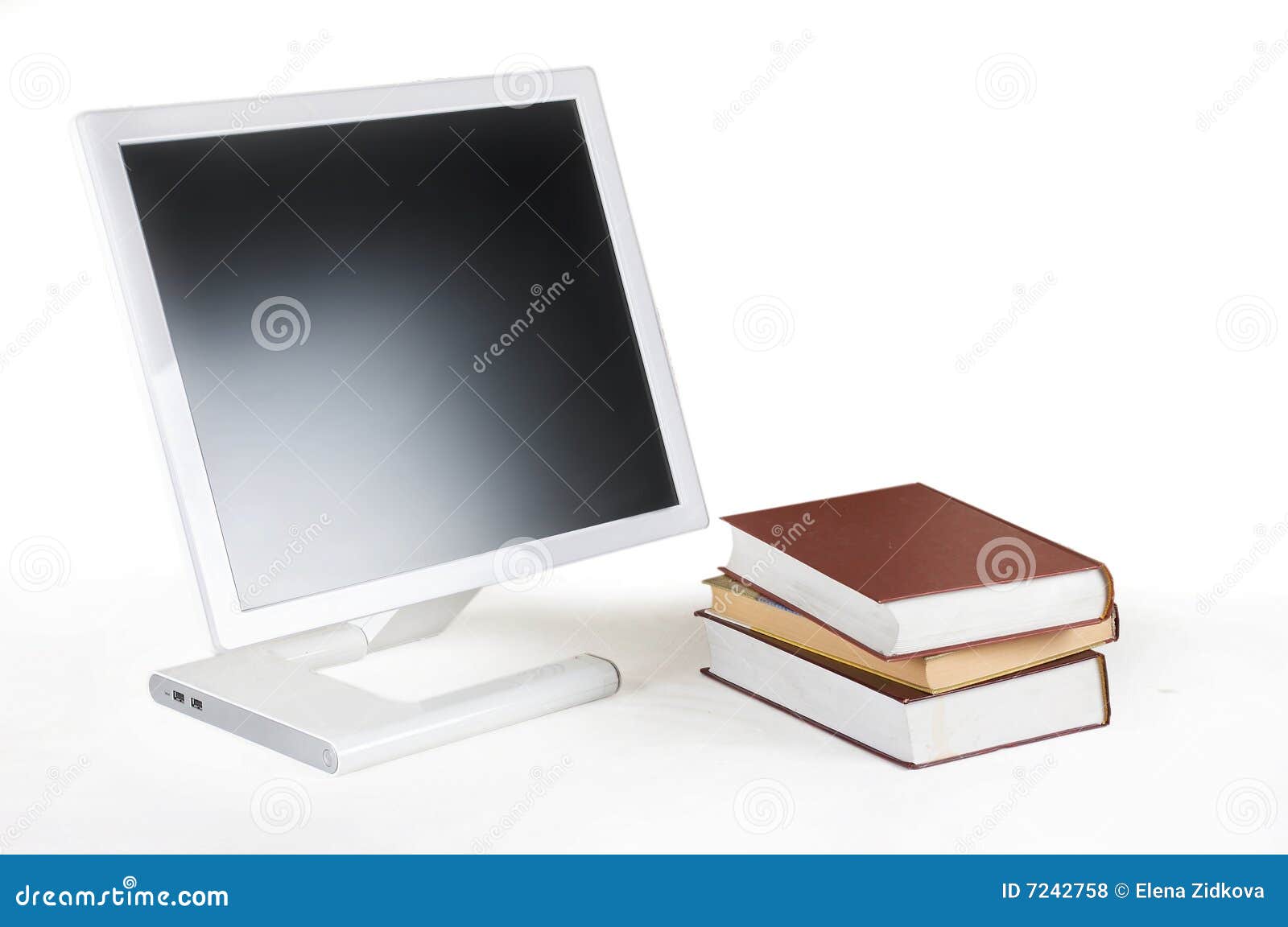 Monitor and books stock photo. Image of technology, desktop - 7242758