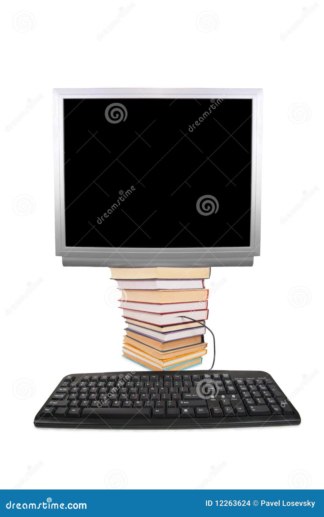 Monitor on the Books with the Keyboard, Collage Stock Photo - Image of ...