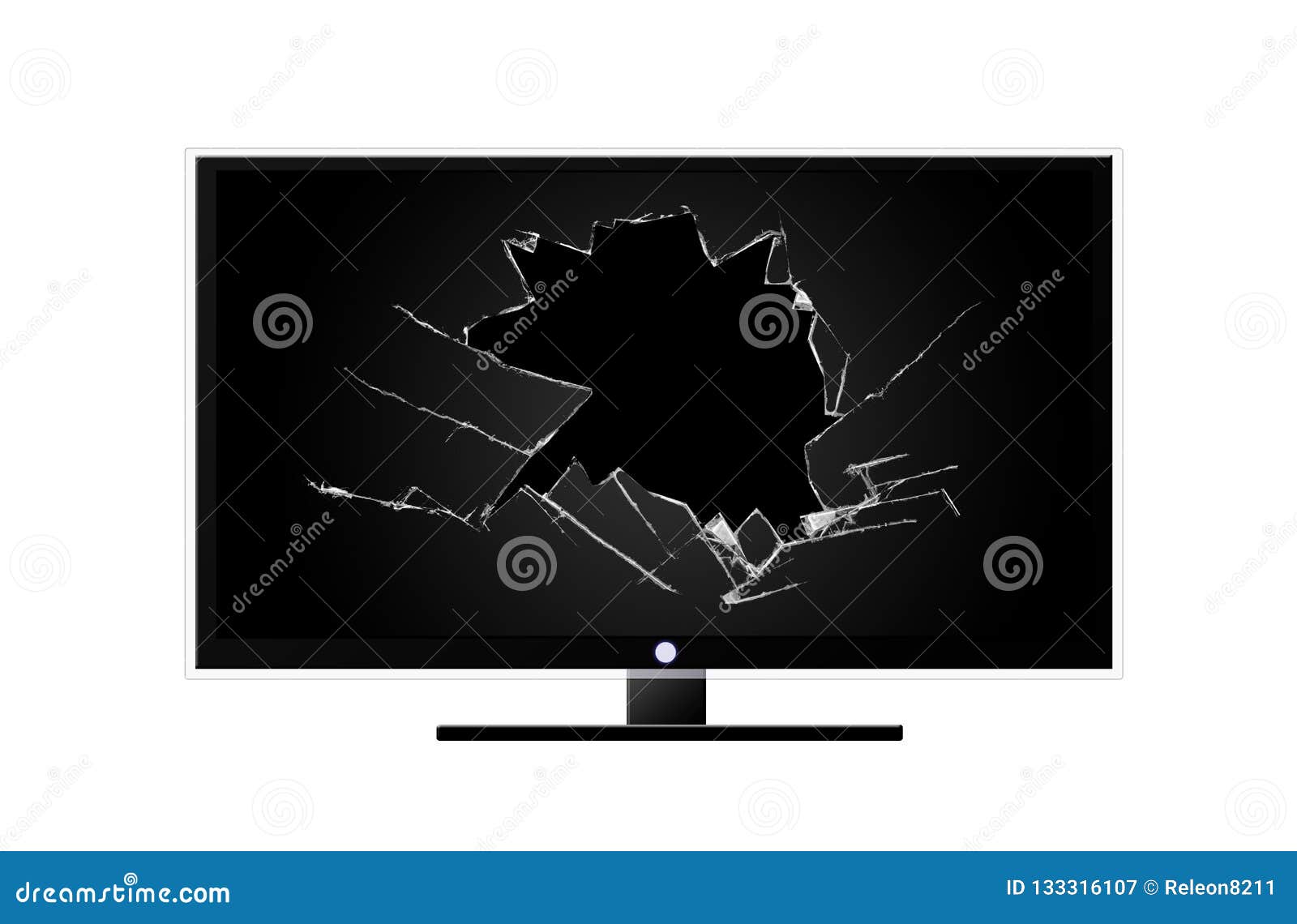 Monitor with Broken Screen Isolated Stock Illustration - Illustration ...