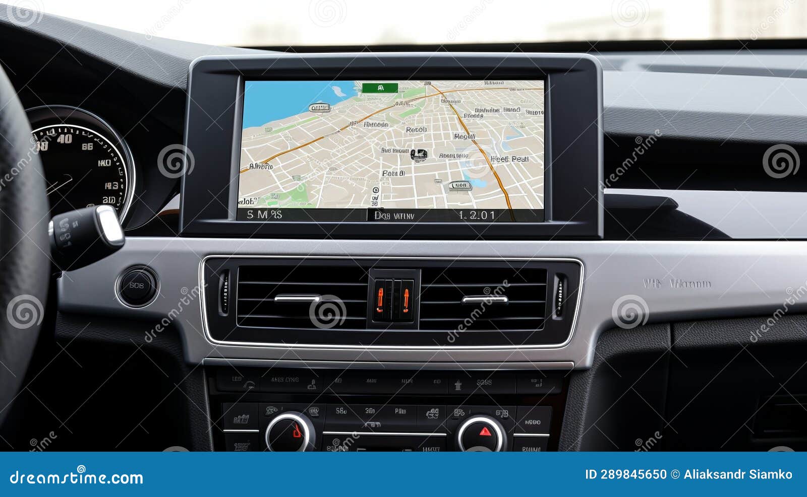 Monitor in Car with Blank Screen. Navigation Maps Concept Stock Photo ...