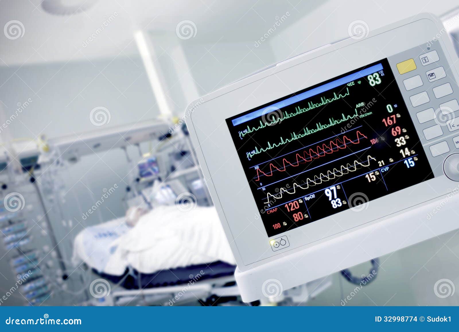 Monitor Cardiio En El Trabajo Con El Paciente Foto de archivo - Imagen ...