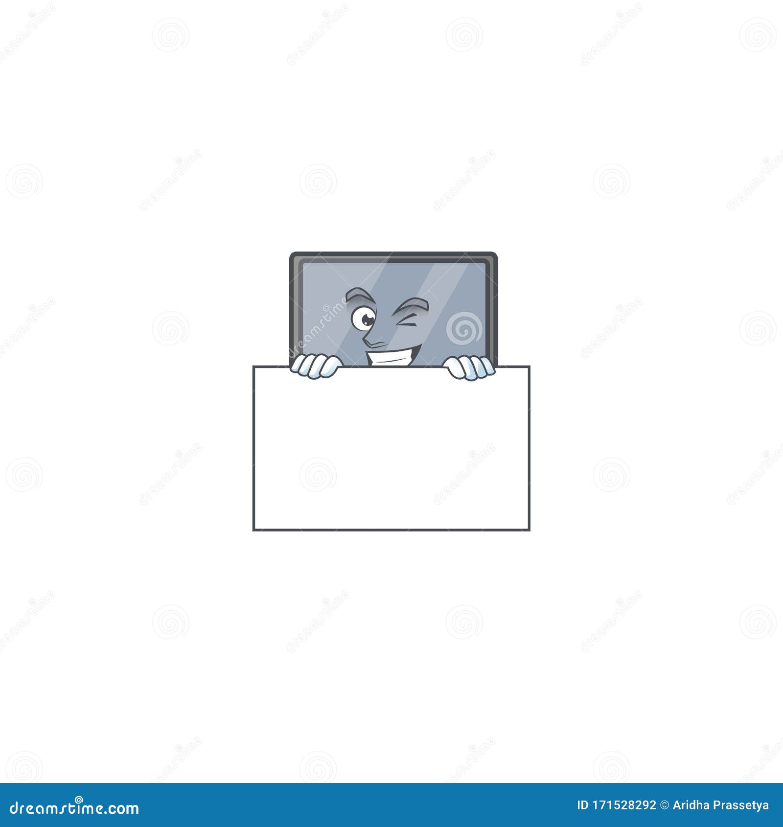 Monitor Cartoon Character with Funny Face Hides Behind a Board Stock ...