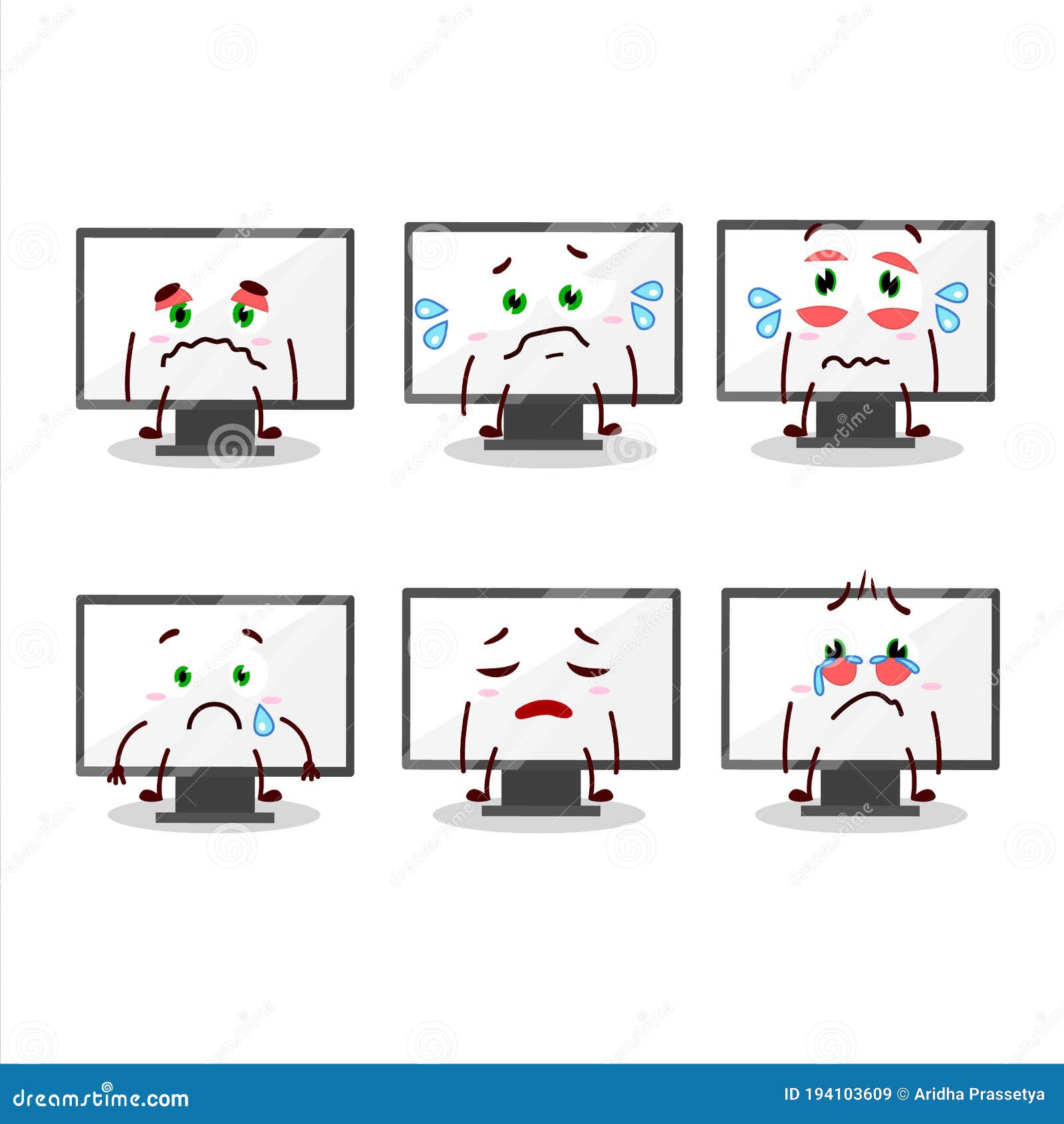 Monitor Cartoon in Character with Sad Expression Stock Vector ...