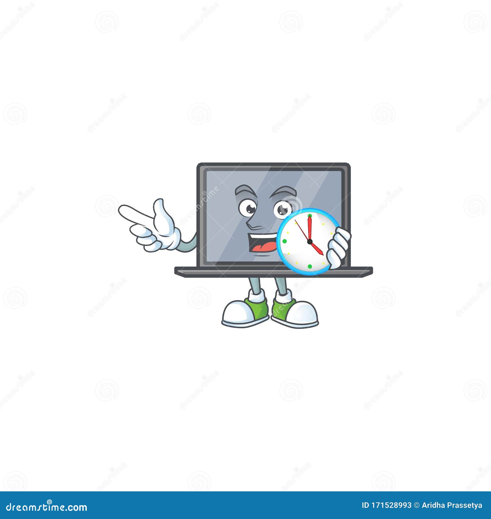 Monitor Cartoon Character Style with a Clock Stock Vector ...