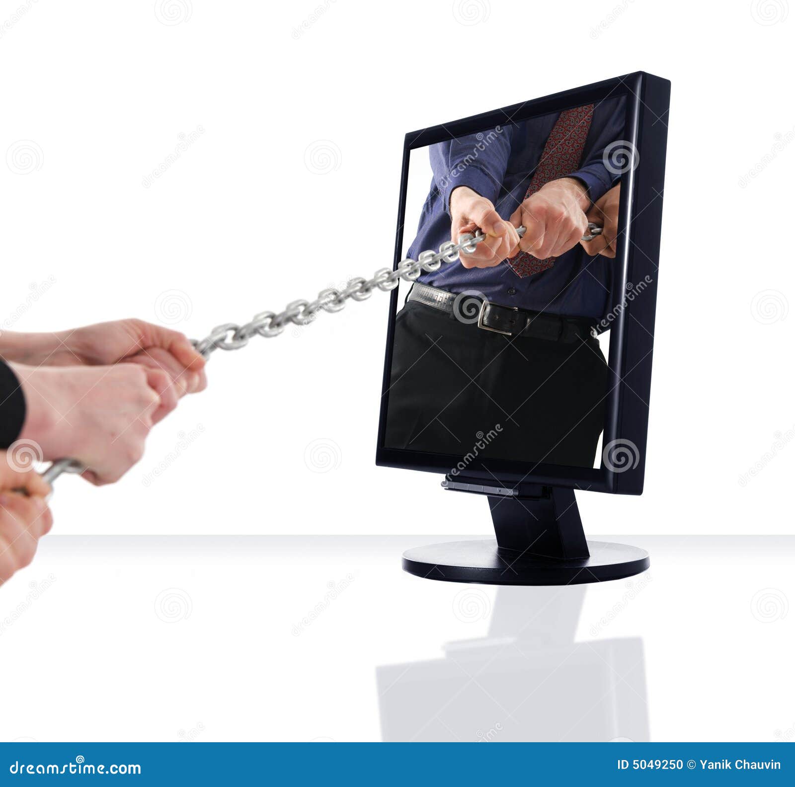 Monitor chain pulling stock photo. Image of people, chain - 5049250