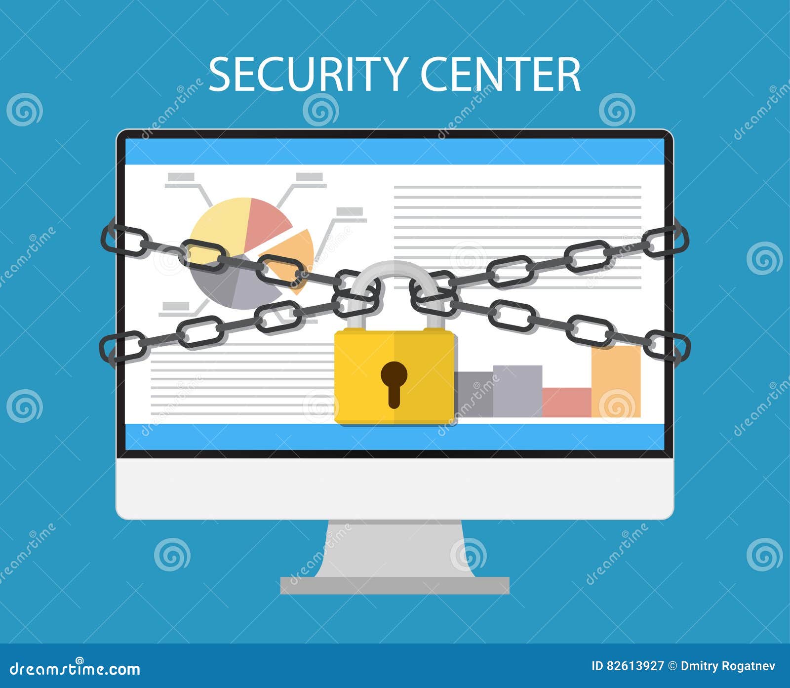 Monitor with Chains and Locked a Padlock Stock Vector - Illustration of ...