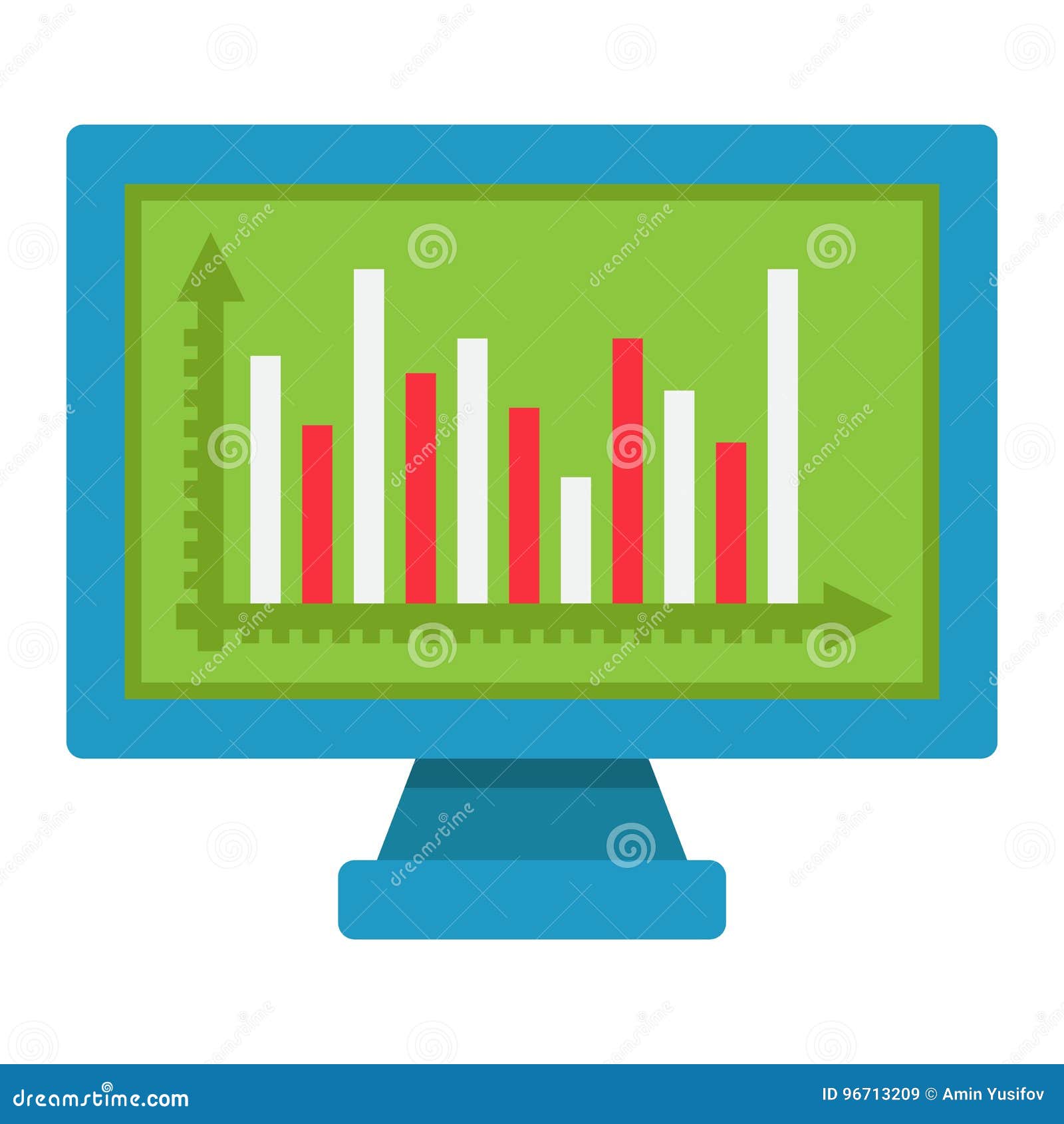 Monitor Chart Flat Icon, Business And Graph Cartoon Vector ...