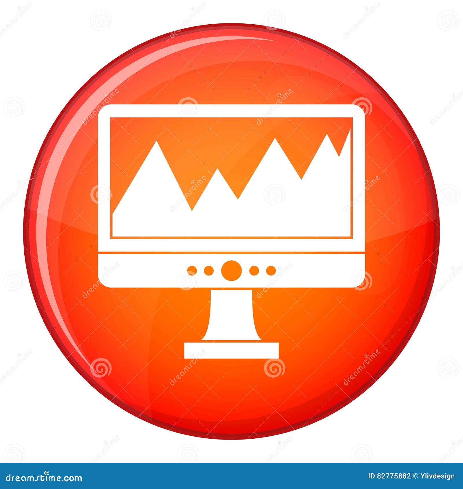 Monitor and a Chart Icon, Flat Style Stock Vector - Illustration of ...