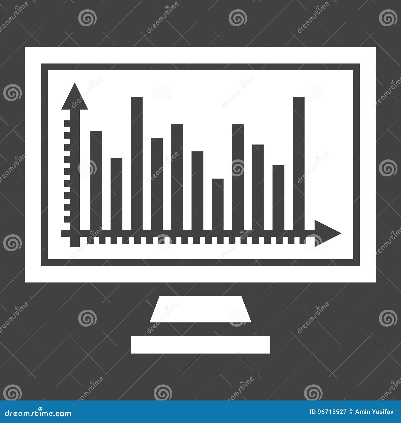 Monitor Chart Flat Icon, Business And Graph Cartoon Vector ...