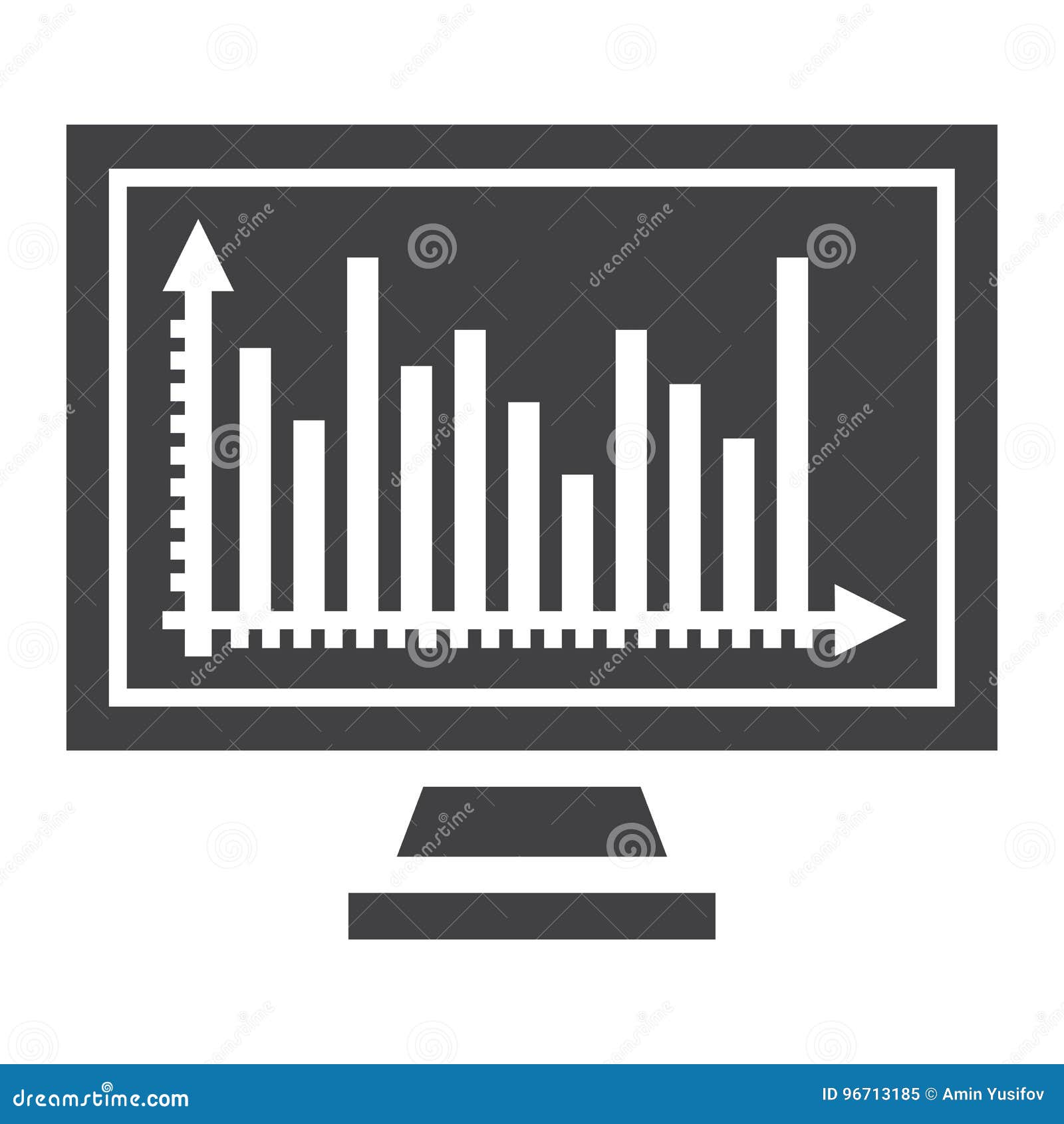 Monitor Chart Flat Icon, Business And Graph Cartoon Vector ...