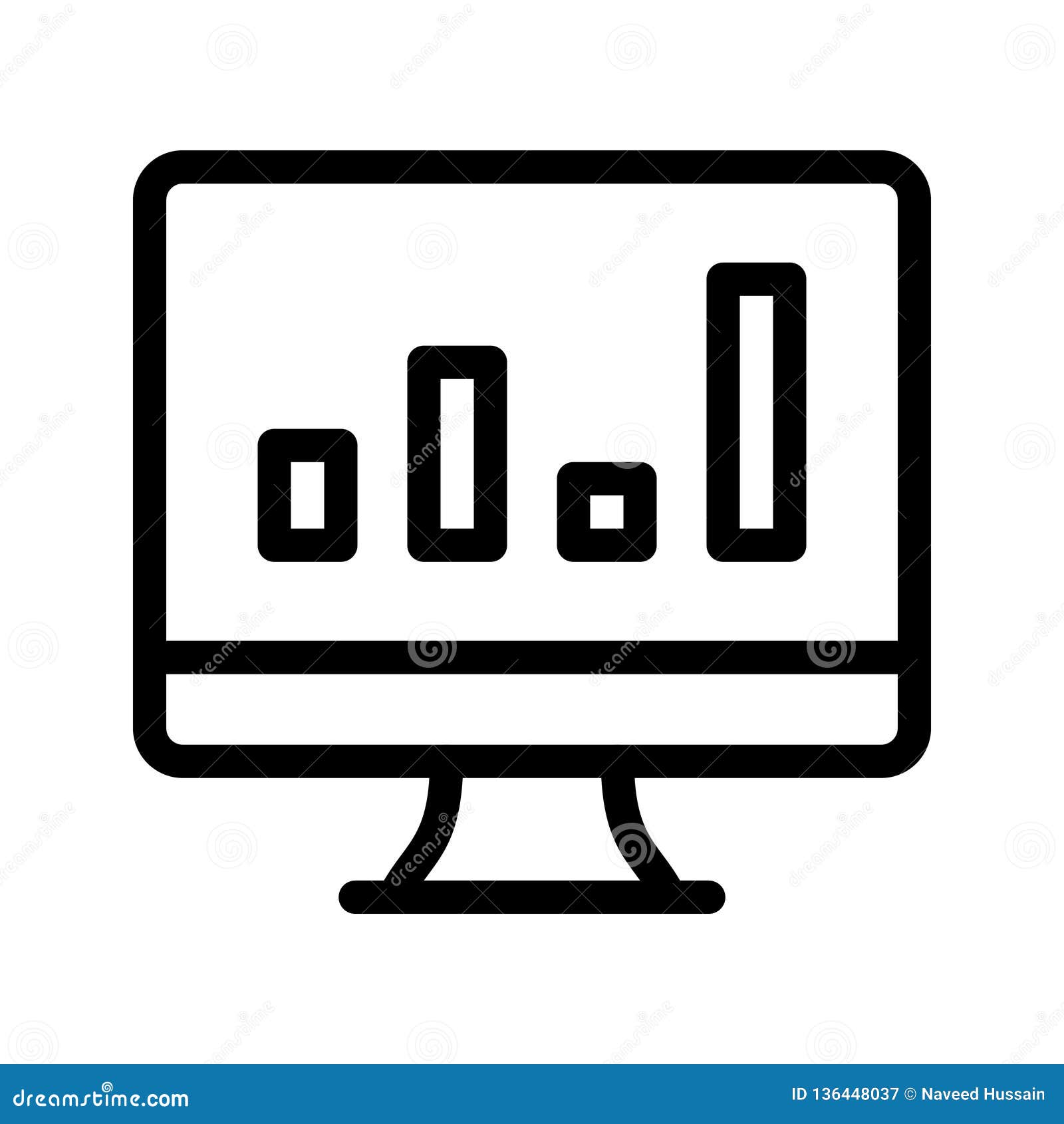 Monitor Chart Flat Icon, Business And Graph Cartoon Vector ...