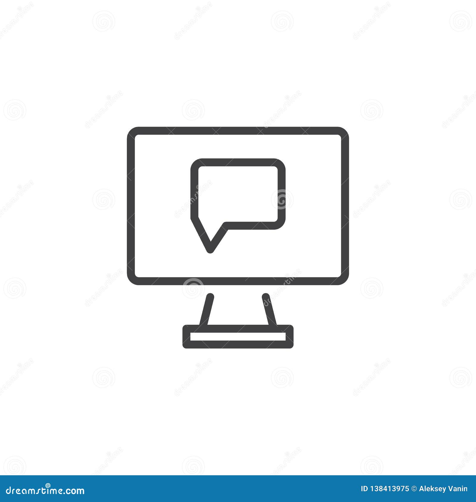 Monitor with Chat Message Line Icon Stock Vector - Illustration of ...