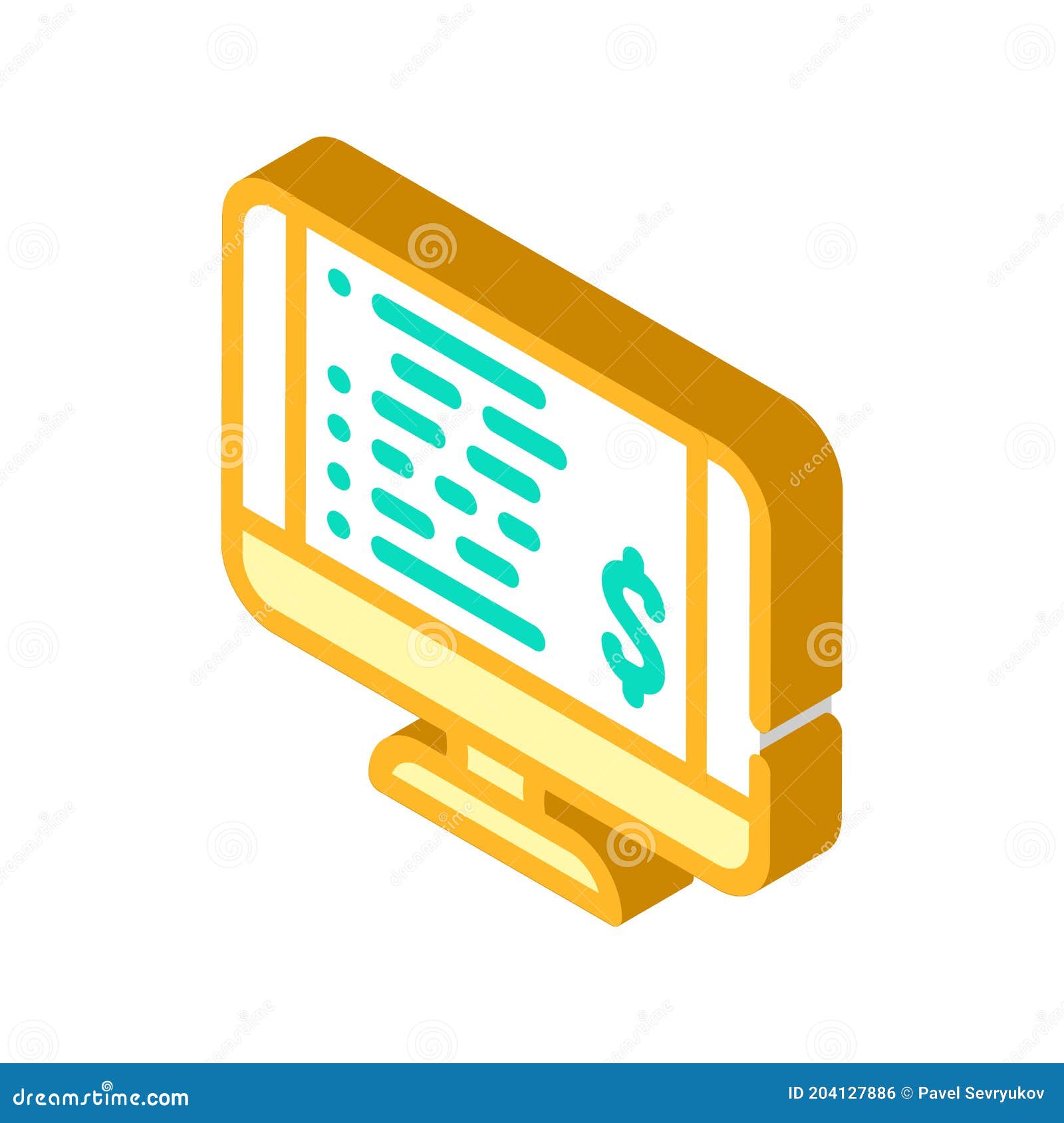 Monitor with Check, Payment Receipt Isometric Icon Vector Illustration ...