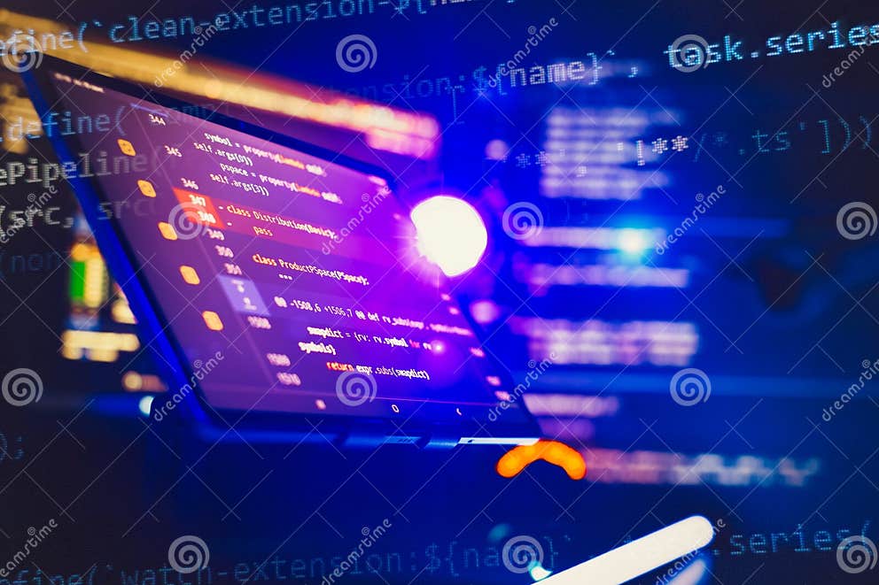 Monitor Closeup of Function Source Code. Abstract it Technology Background Stock Illustration ...