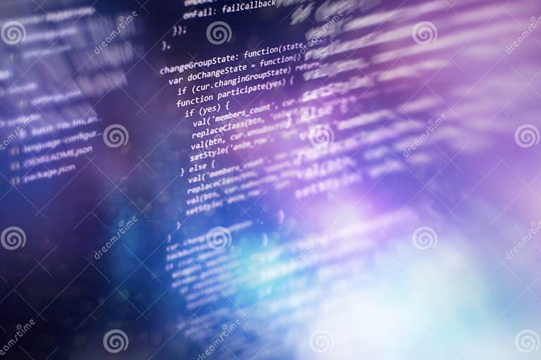 Monitor Closeup of Function Source Code. Abstract it Technology ...
