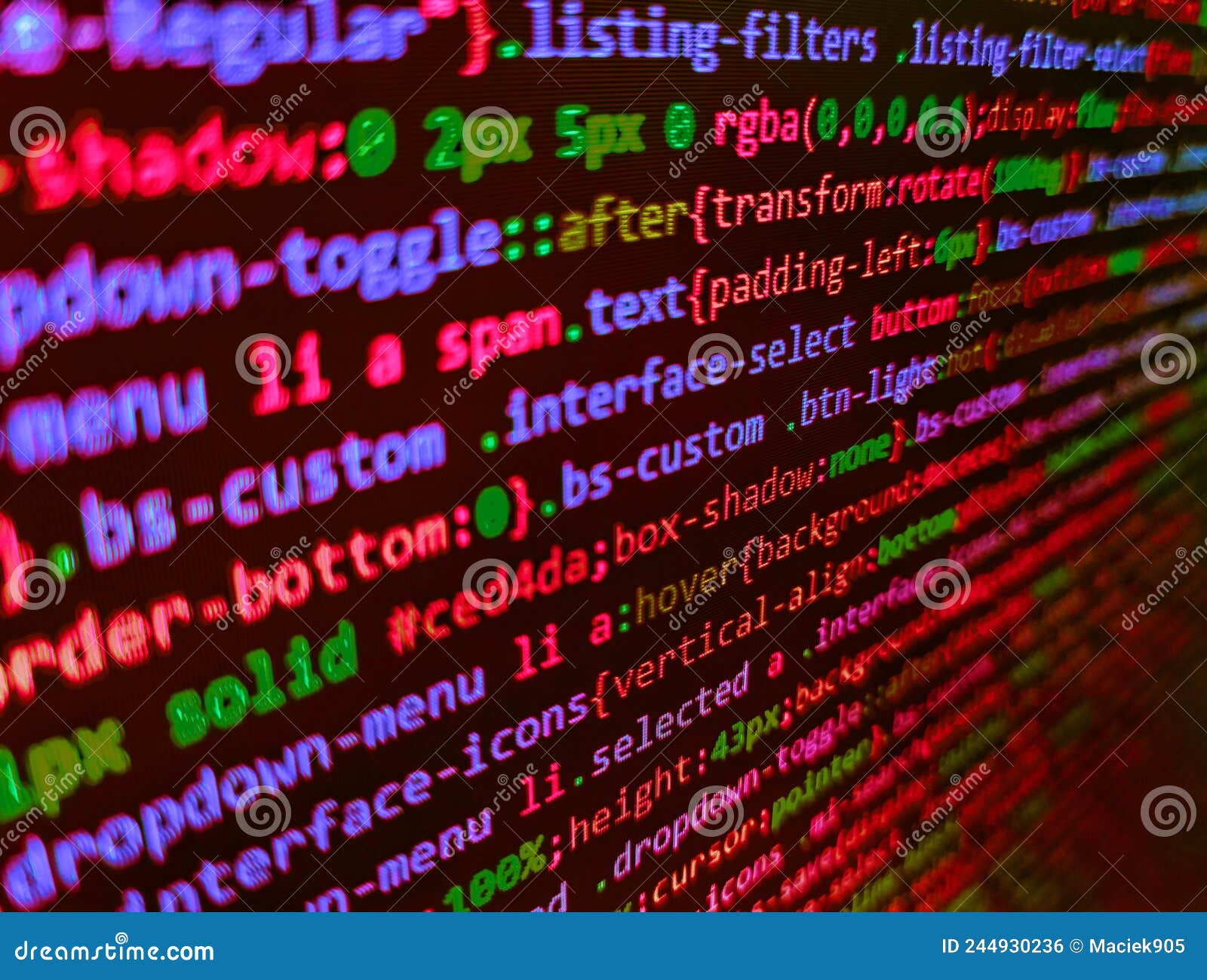 Monitor Closeup of Function Source Code. Program Development Concept. Failure in the Program ...