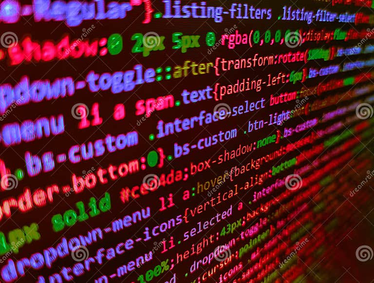 Monitor Closeup of Function Source Code. Program Development Concept ...