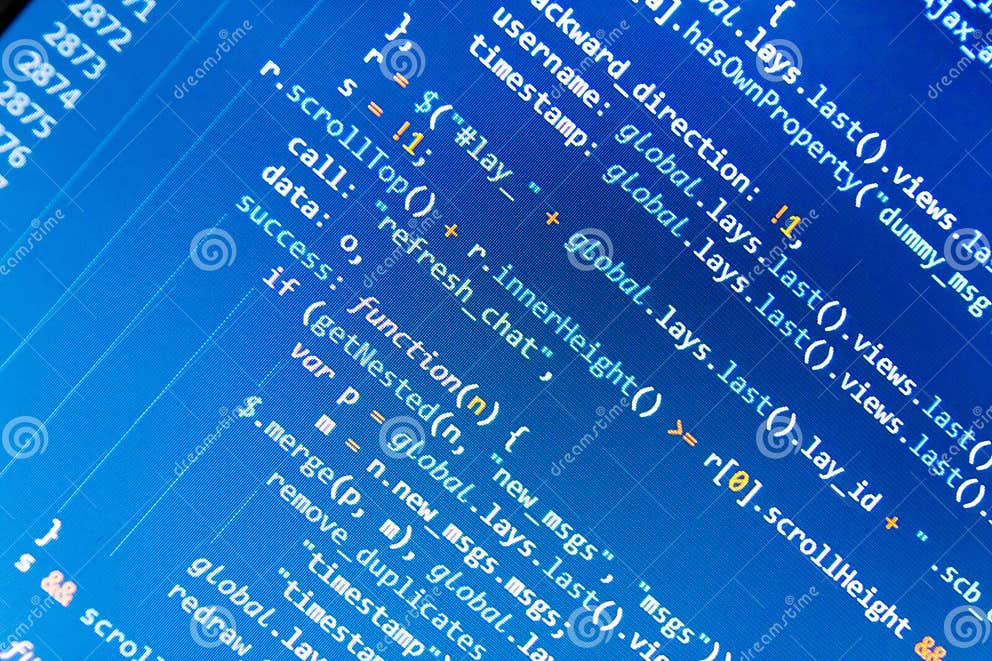 Monitor Closeup of Function Source Code. Website Programming Code ...