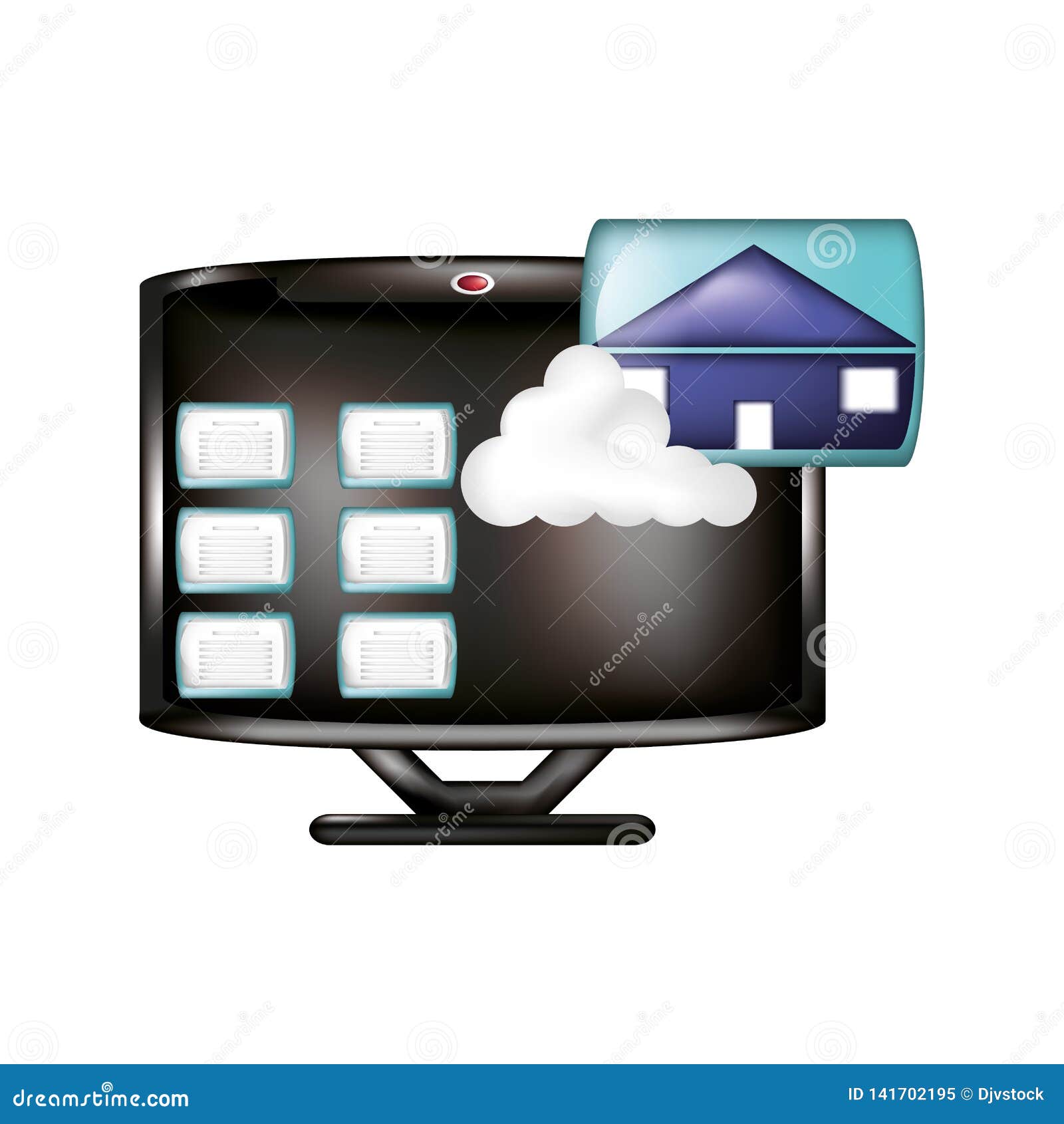 Monitor with Cloud Computing and Image Format Stock Vector ...