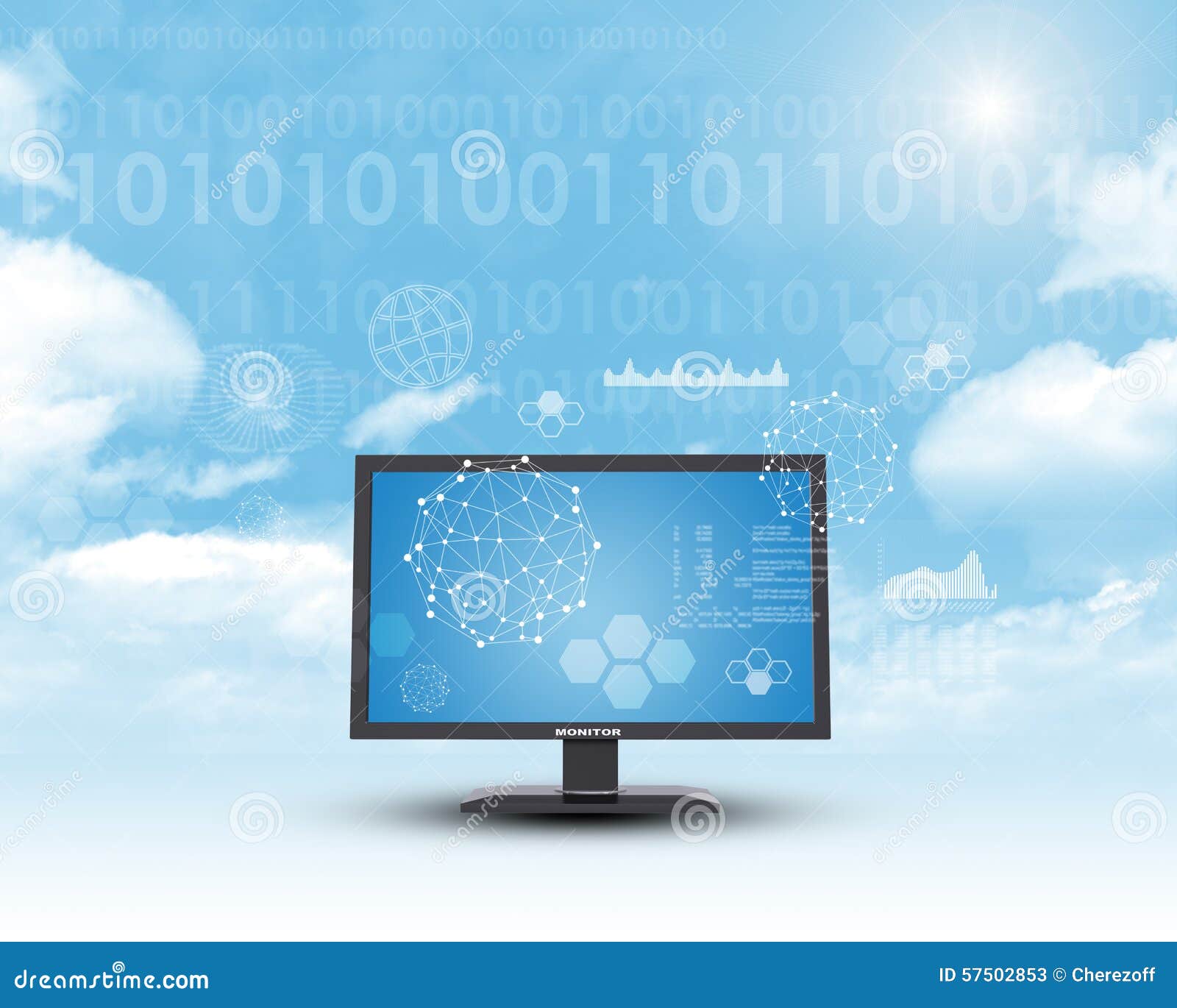 Monitor in cloud sky stock image. Image of cloud, screen - 57502853