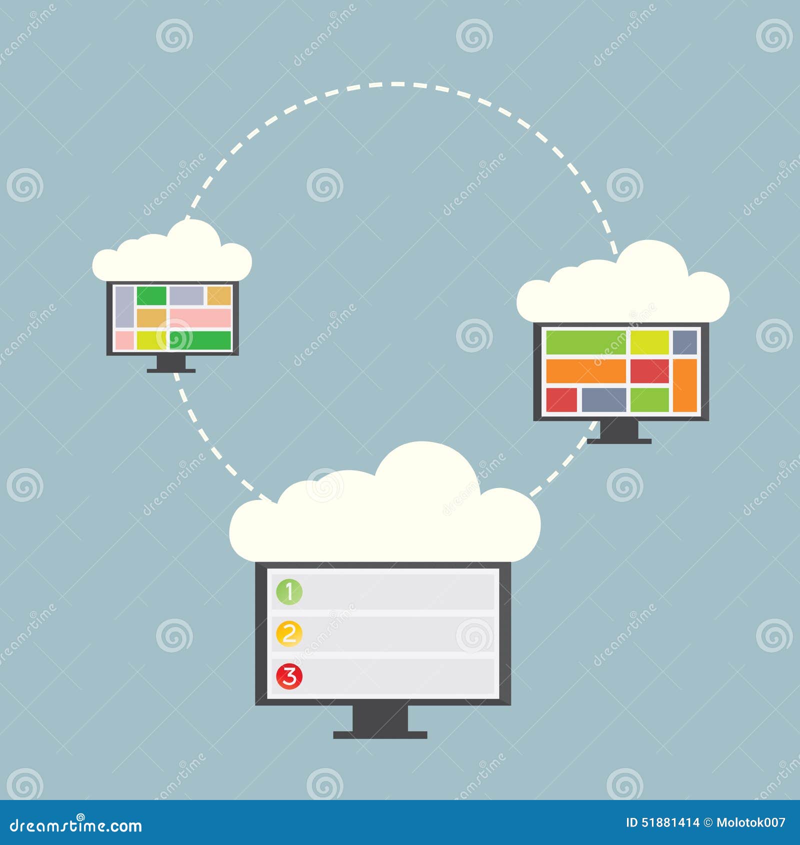 Monitor and cloud stock vector. Illustration of cloud - 51881414